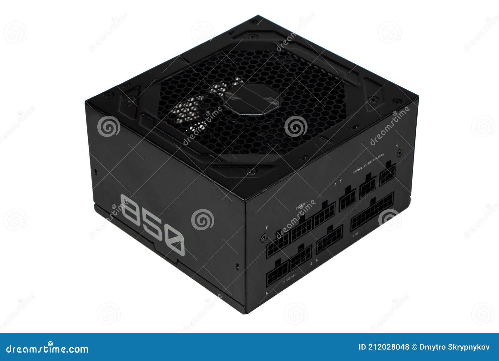 Black Metal Power Source of Computer Isolated on the White Background ...