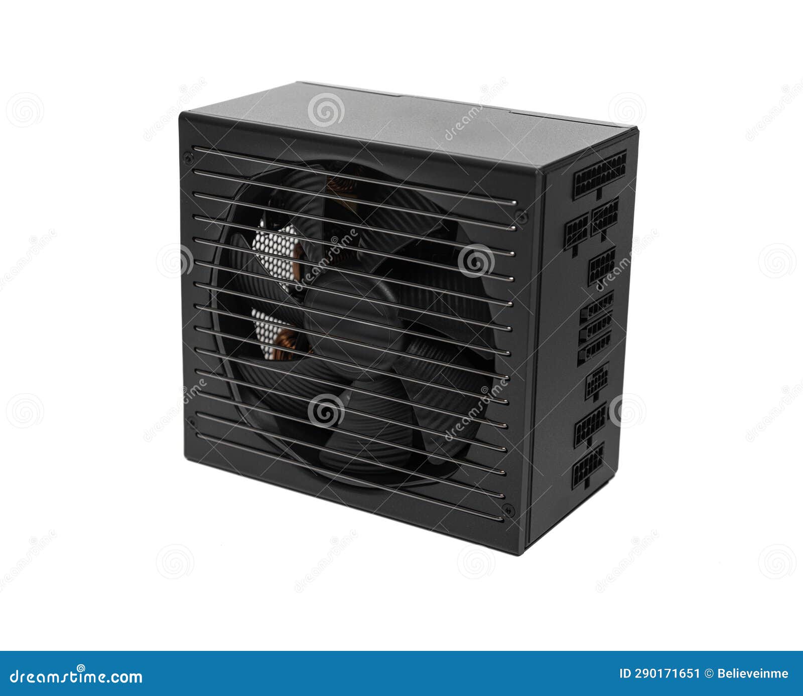 Sursă Neagră De Energie Din Metal a Computerului Izolat Pe Fond Alb ...