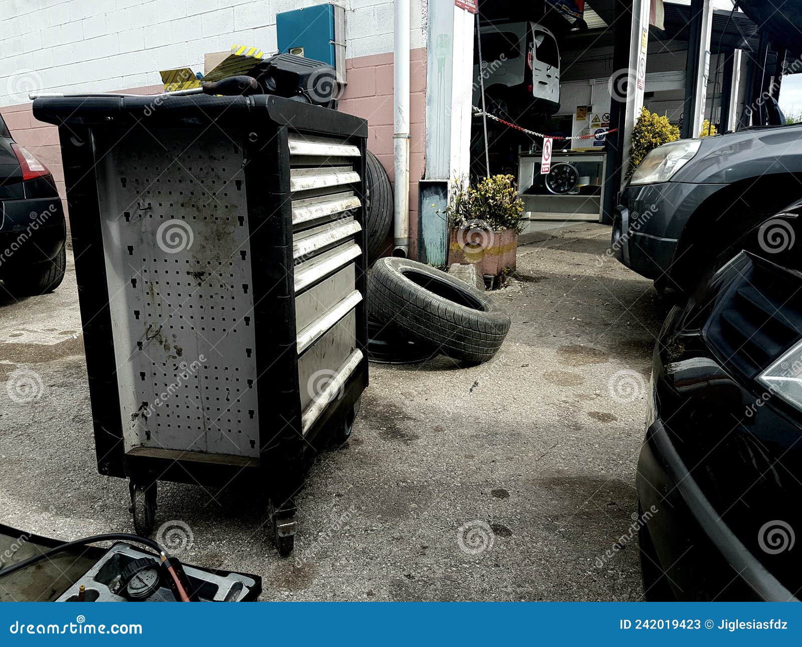 Car Workshop with a Tools Bench Stock Image - Image of cars, repair ...