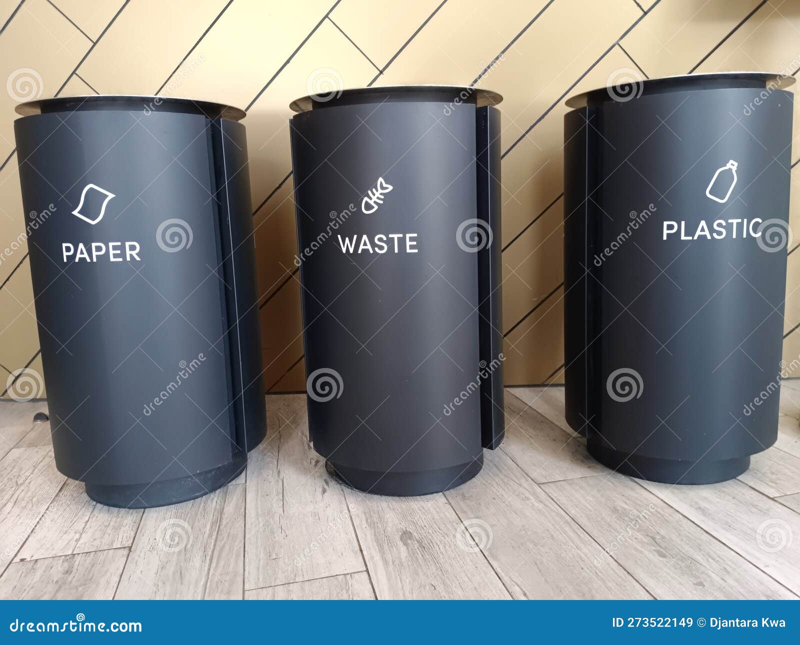 3 Black Metalic Dustbin in Row Stock Image - Image of black, dustbin ...