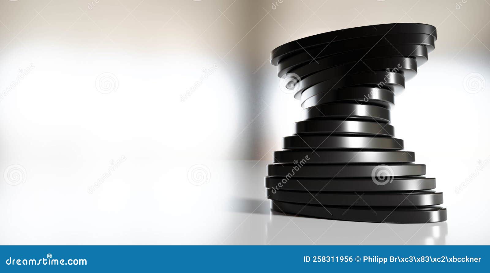 Black Metallic Disk Tower with Bright Background 3d Render Illustration ...