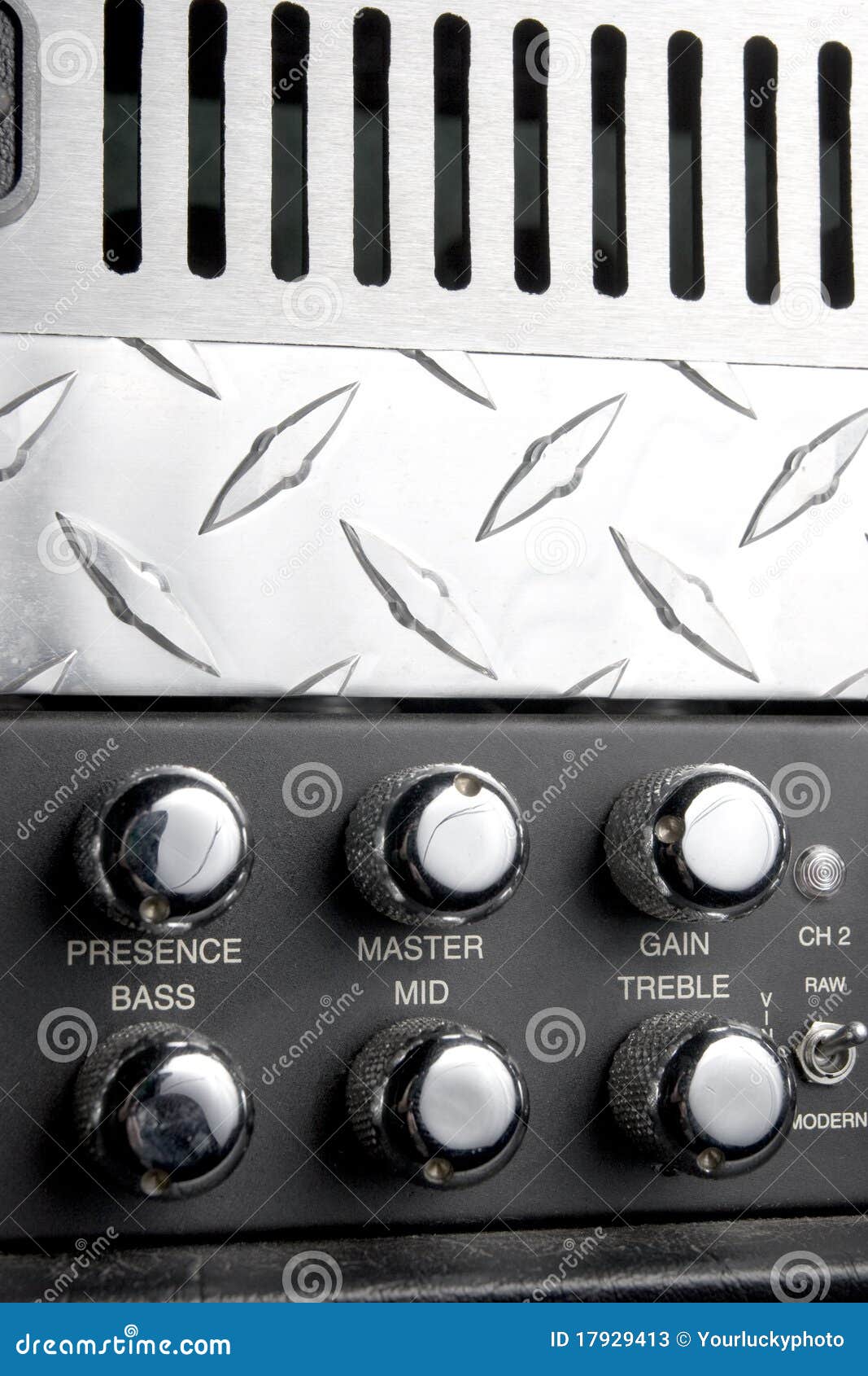 Black and Metallic Guitar Amplifier Panel Stock Image - Image of ...