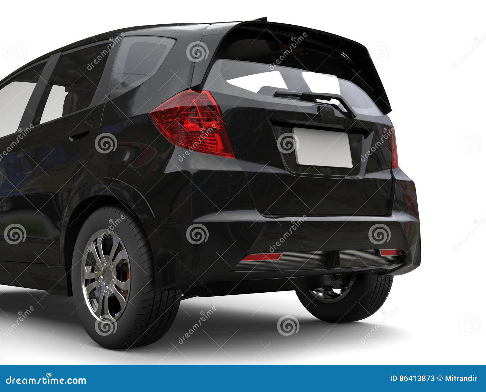 Black Metallic Modern Compact Car - Back View Stock Illustration ...