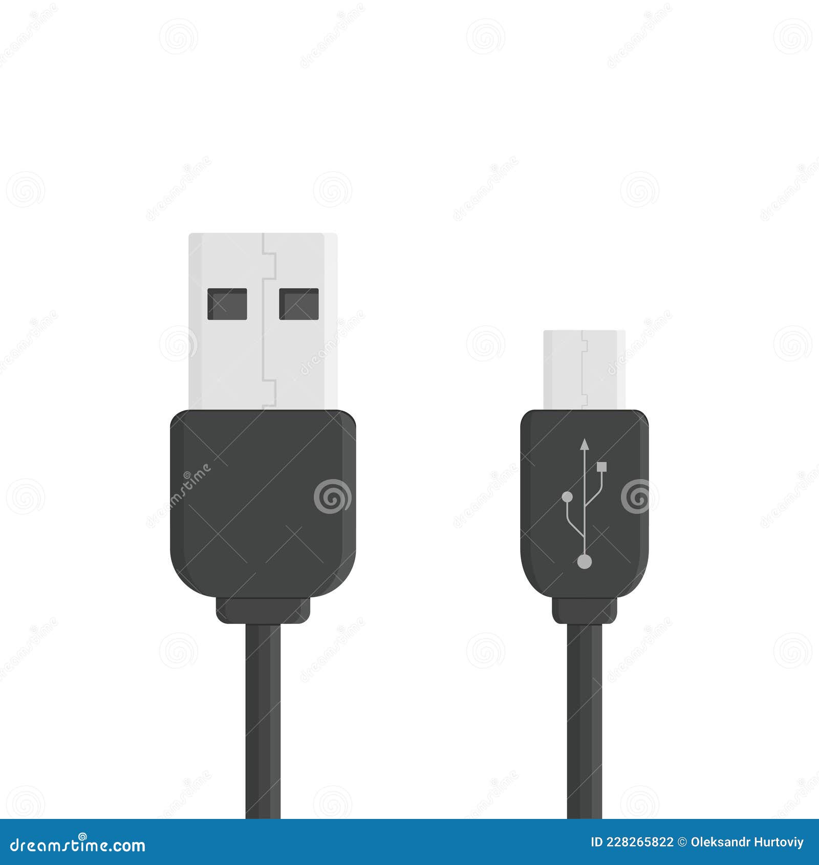 Black Micro Cables Icon. Smart Phone Recharge Supply or PC Peripherals ...