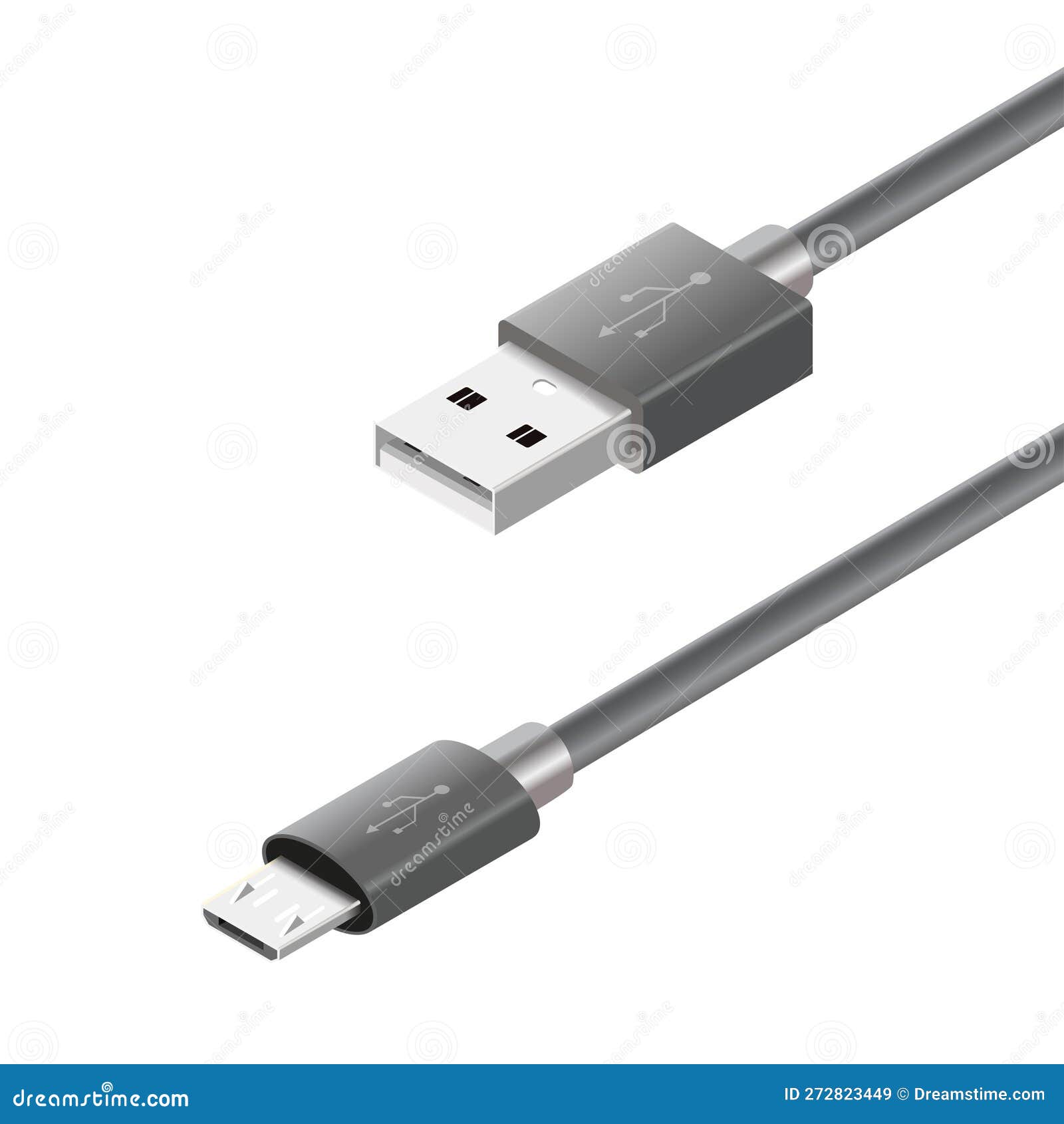 Black Micro USB Cables on Dark Background. Connectors and Sockets for ...