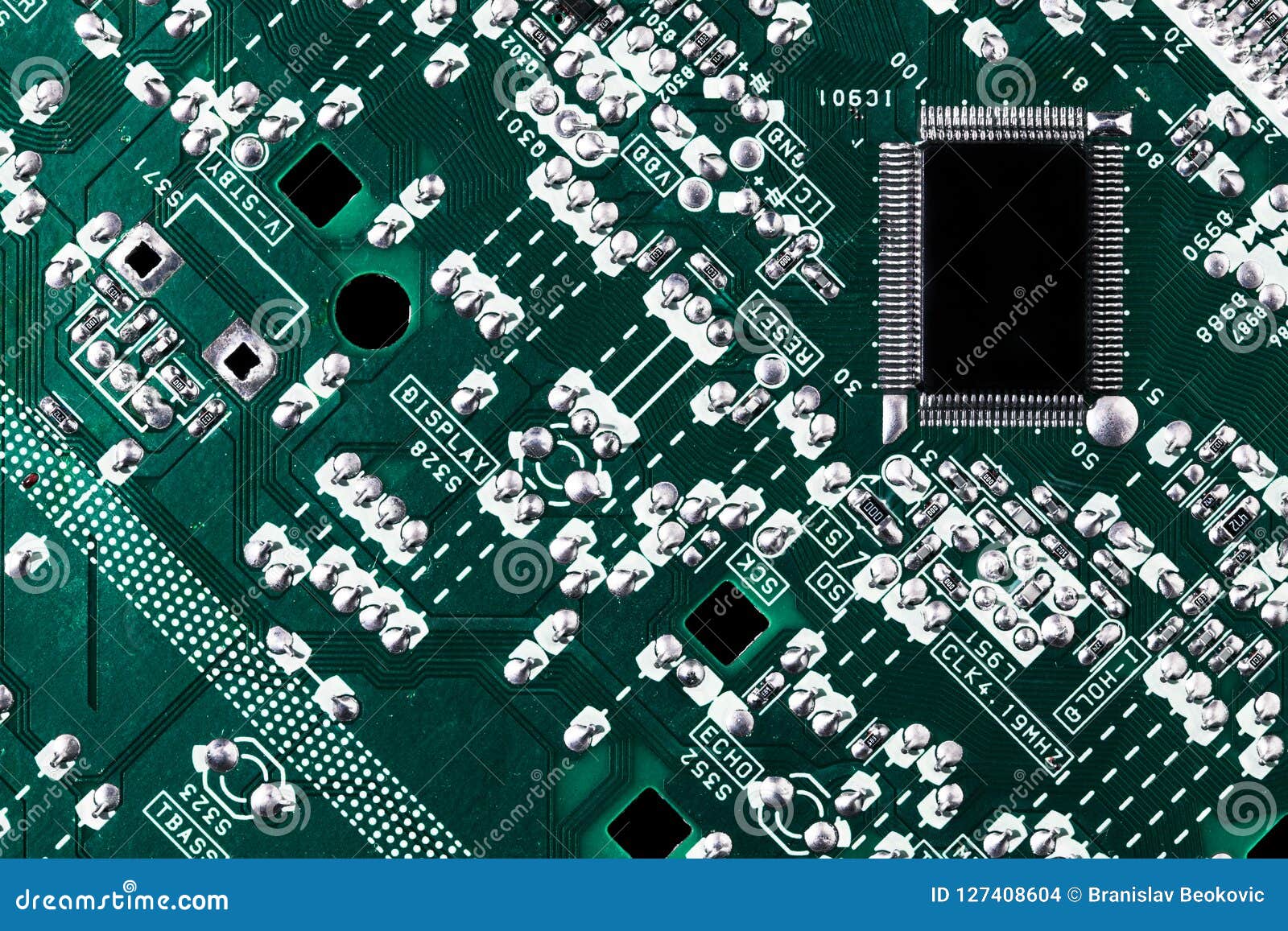 Microchip Integrated on Green Motherboard Computer Science Stock Photo ...
