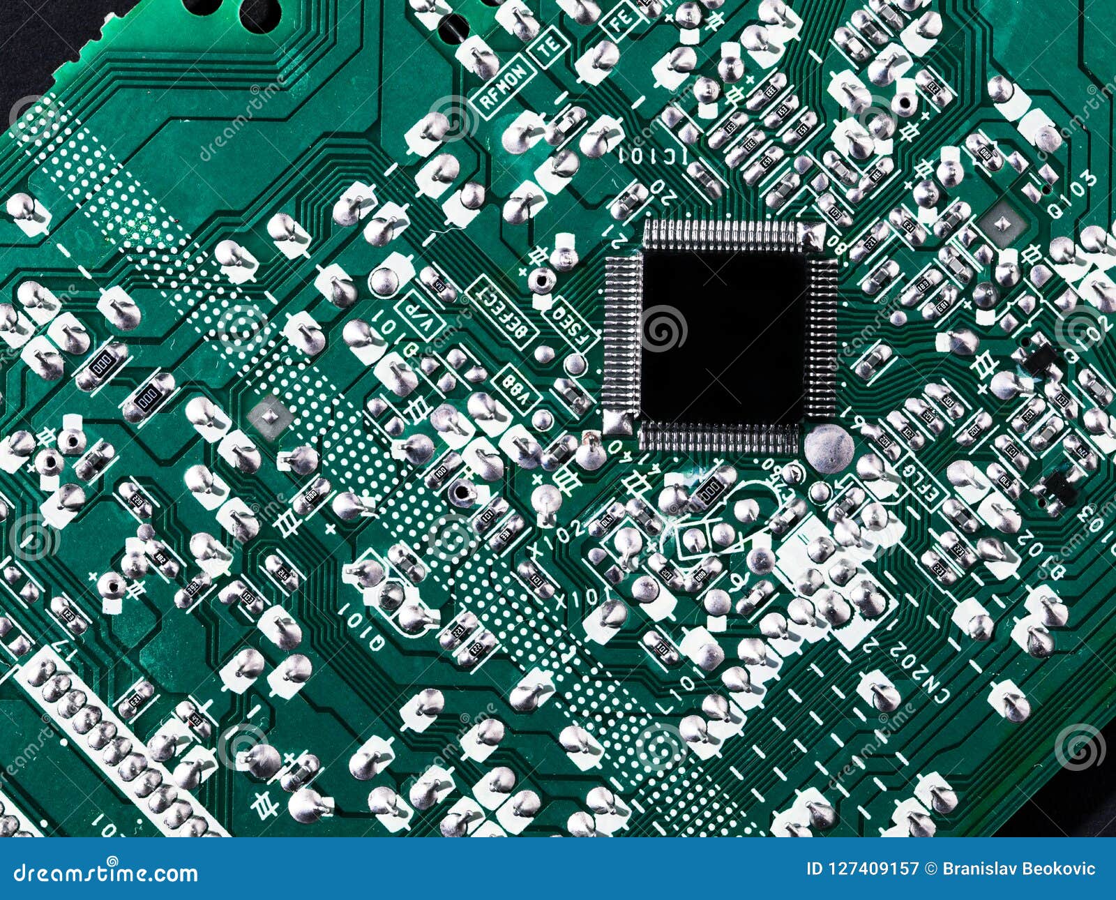 Microchip Integrated on Green Motherboard Computer Science Stock Image ...