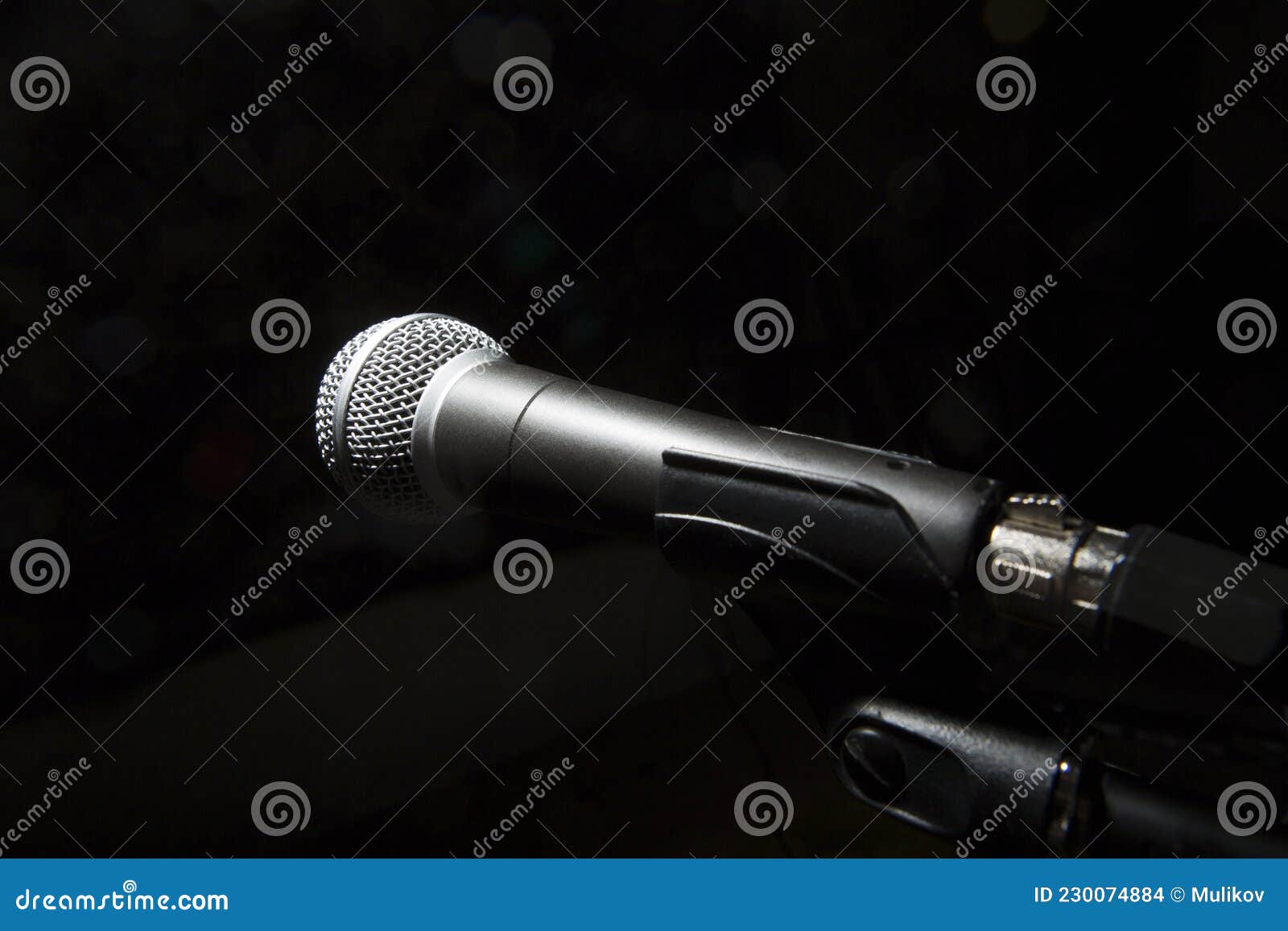Black Microphone on Black Dark Background. Stock Photo - Image of ...