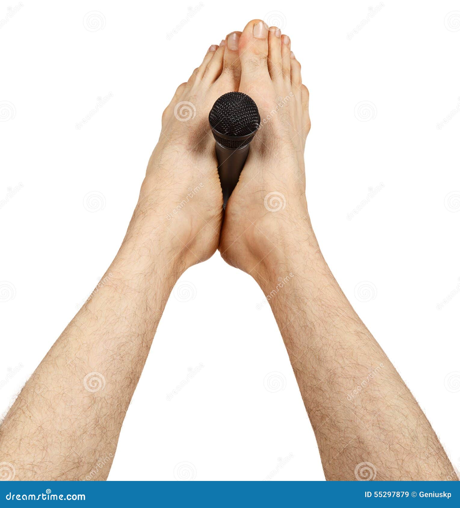 Black Microphone in the Feet Stock Image - Image of microphone, black ...