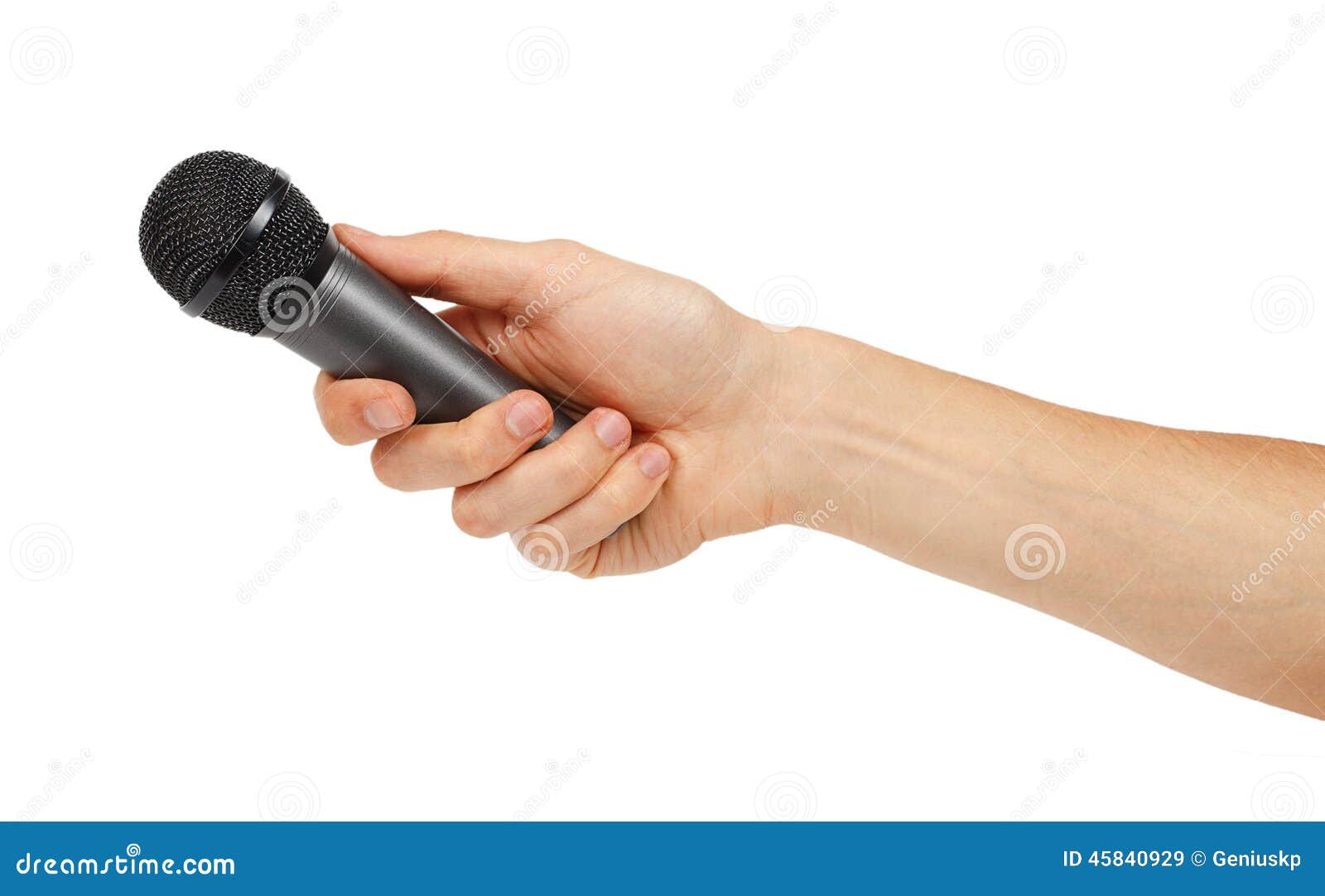 Black Microphone in the Hand Stock Image - Image of hand, human: 45840929
