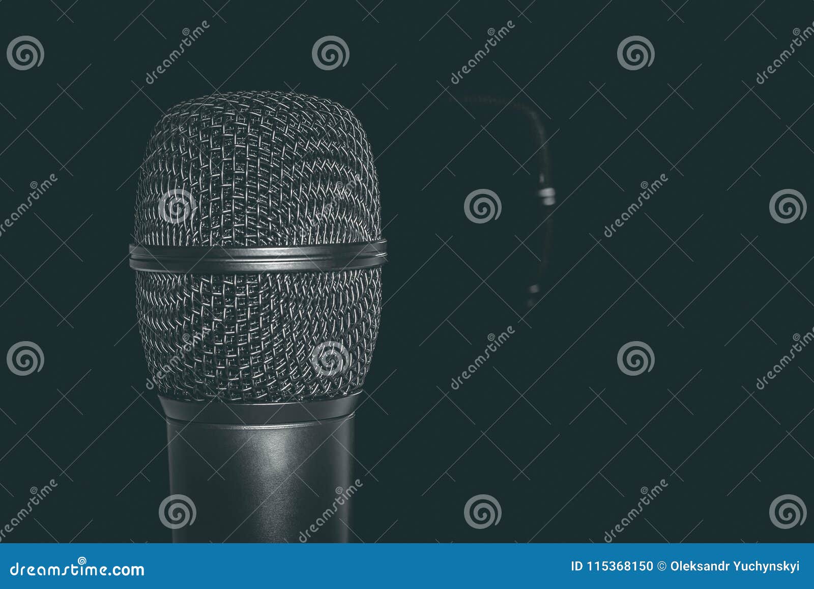 Black Microphone Head with Reflection Stock Photo - Image of speak ...