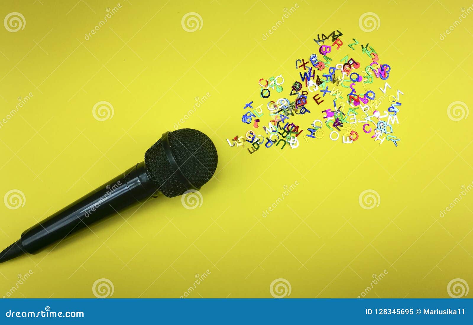 Microphone Spreading Colored Letters Stock Image - Image of dialog ...