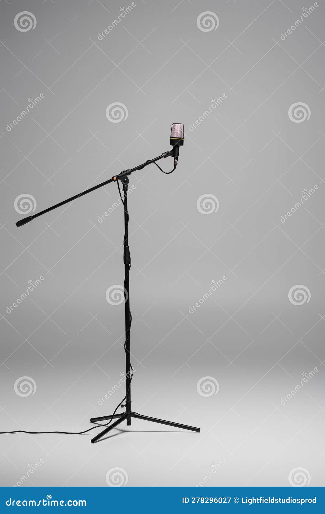 Black Microphone with Wire on Stand Stock Image - Image of professional ...