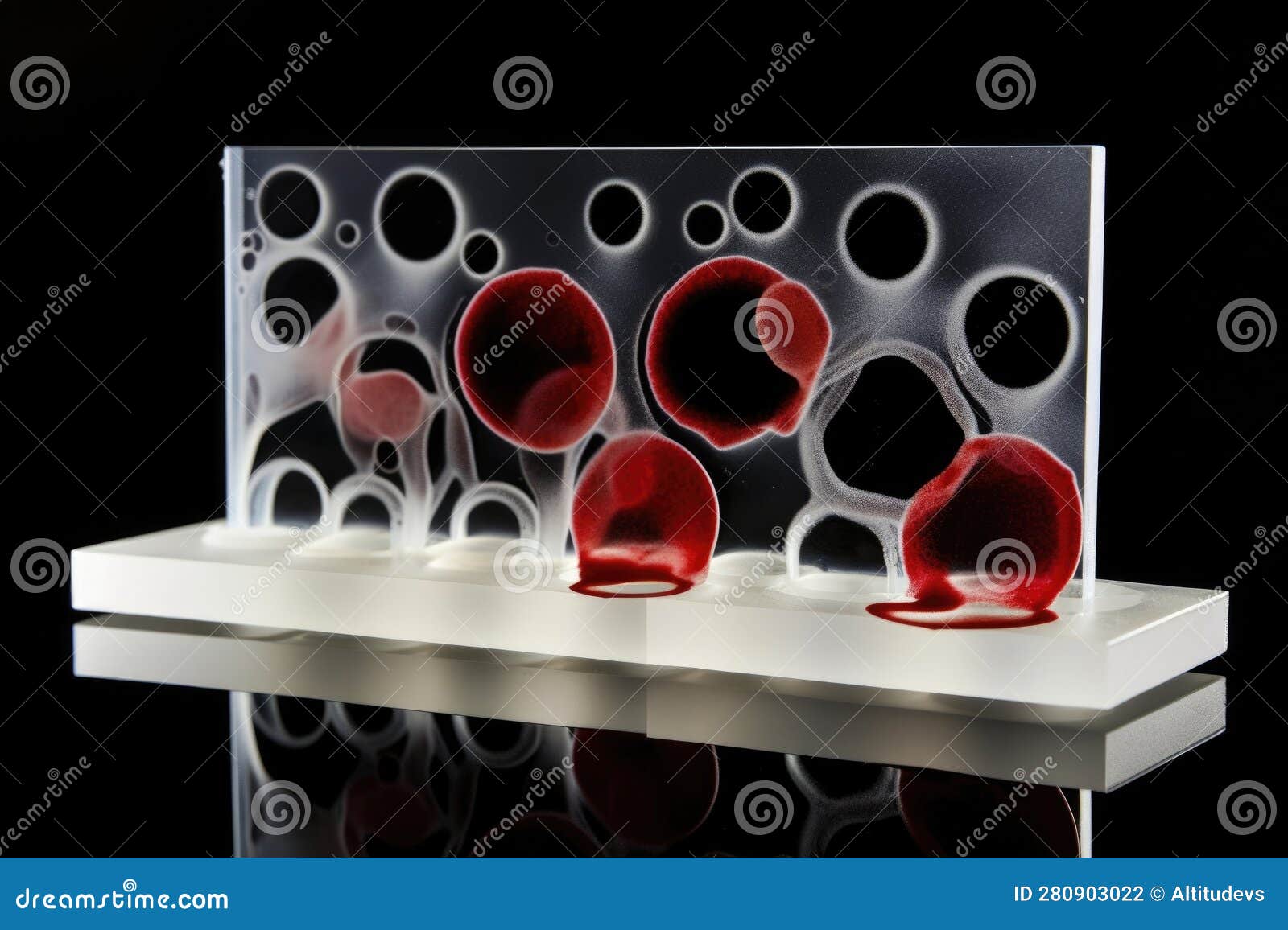 Black Microscope Slide with Red Blood Cells and White Blood Cells Stock ...