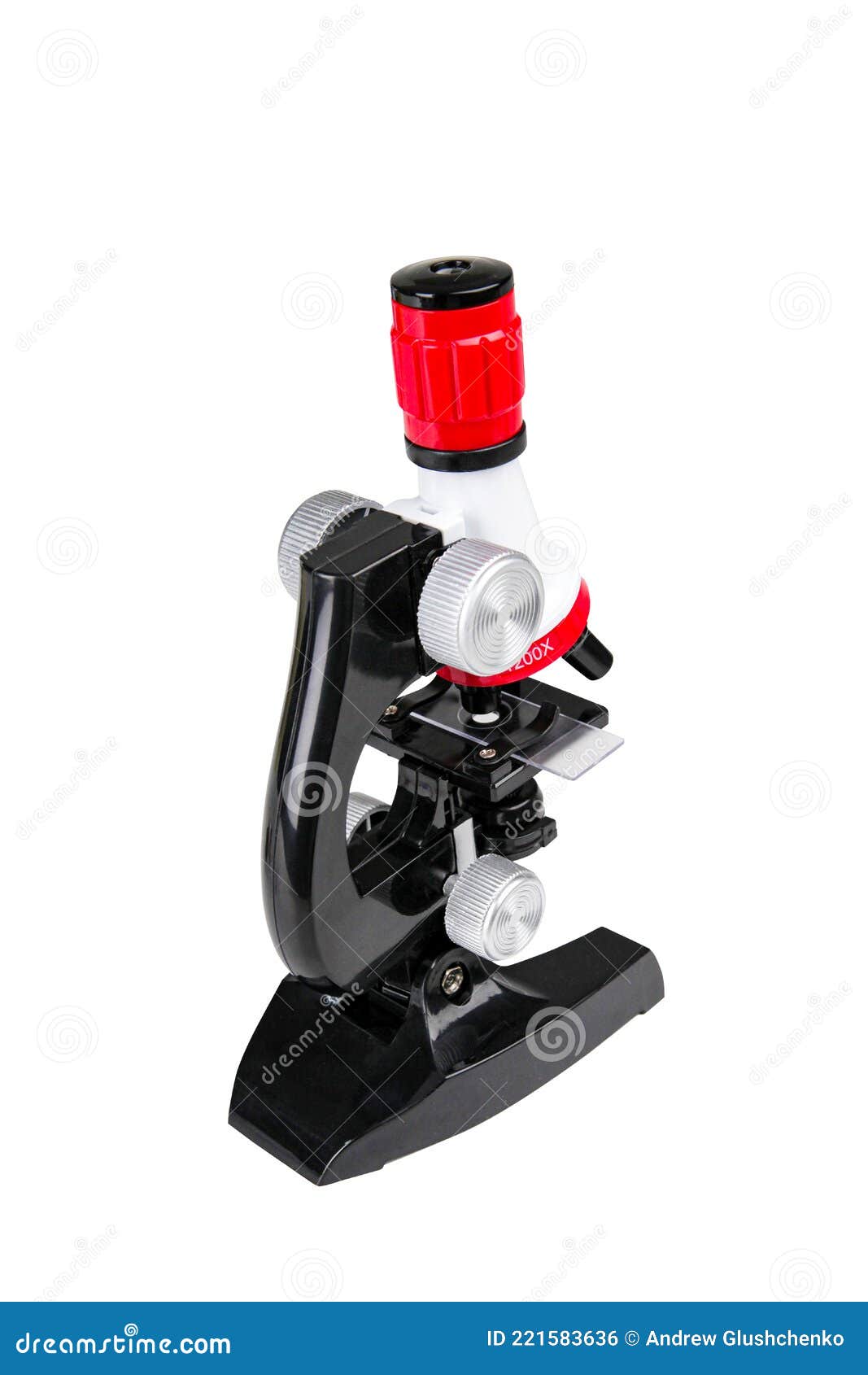 Black Microscope on White Background, Isolated Image Stock Photo ...