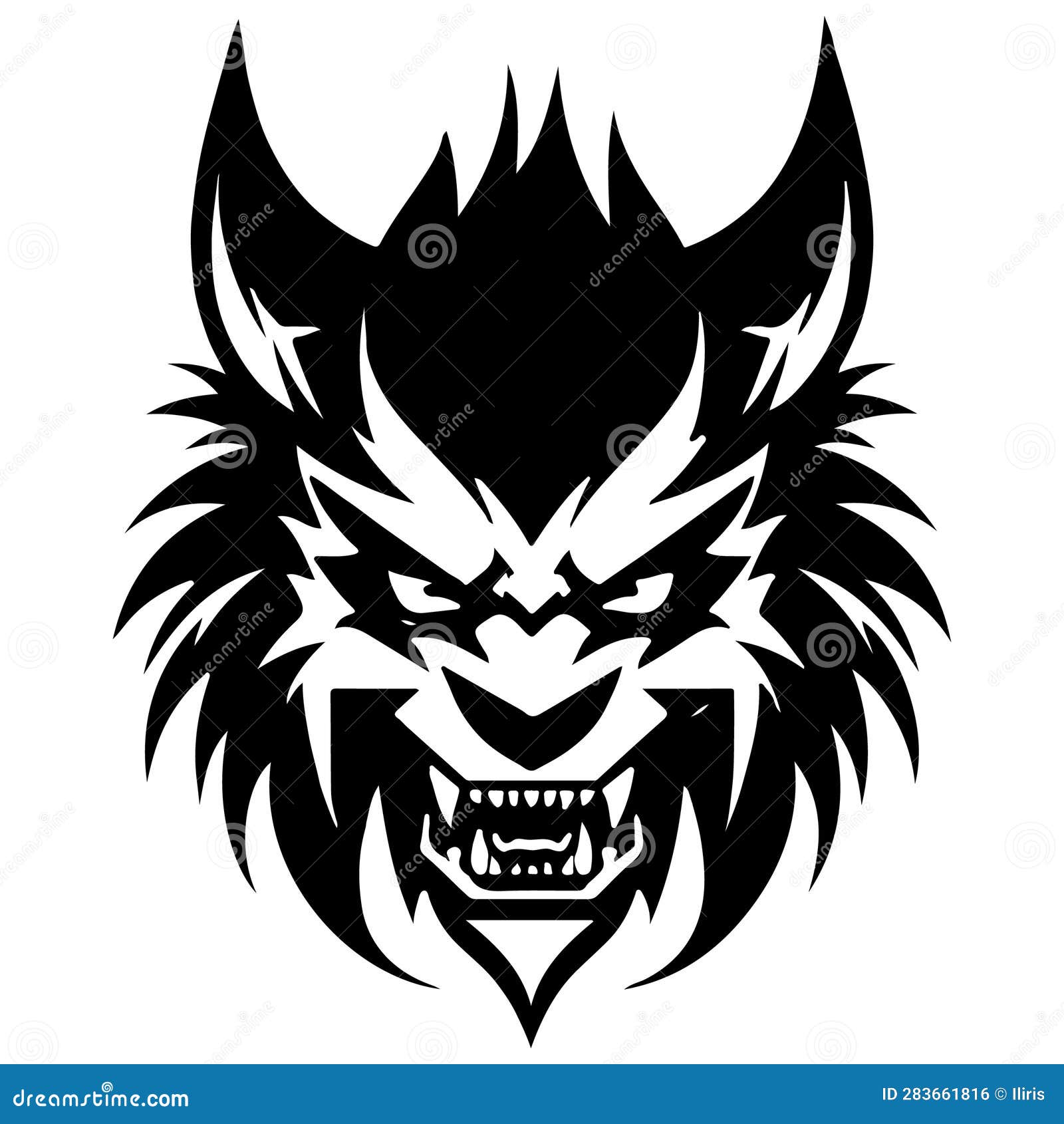 Vector Demon With Red Horns Cartoon Illustration. | CartoonDealer.com ...