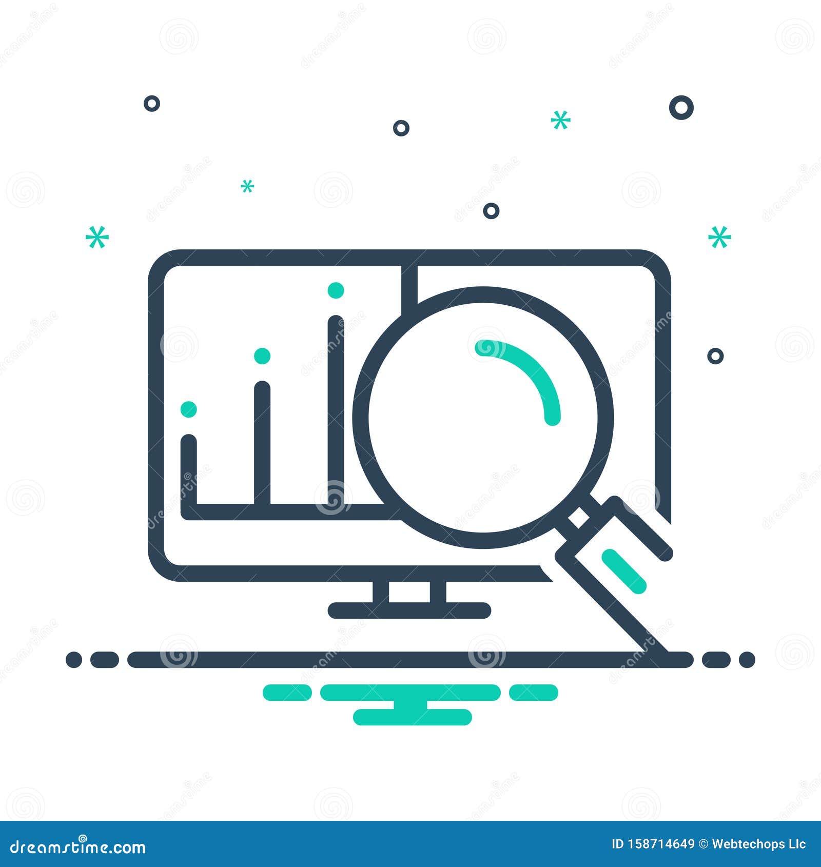Mix Icon for Actuarial, Magnifying and Display Stock Vector ...