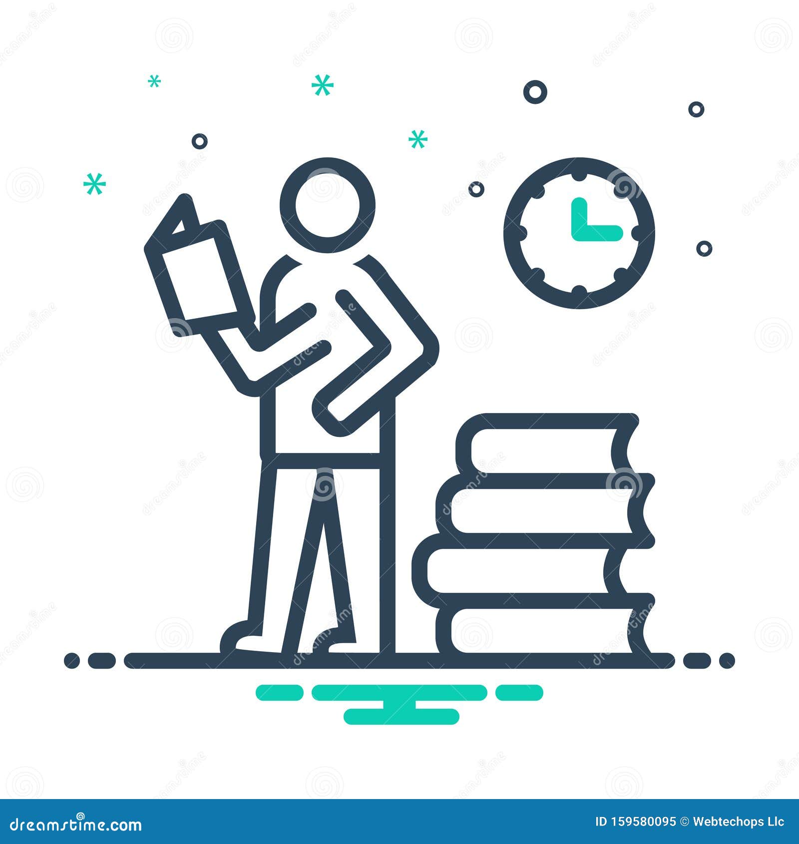 Mix Icon for Cramming, Bookworm and Book Stock Vector - Illustration of ...