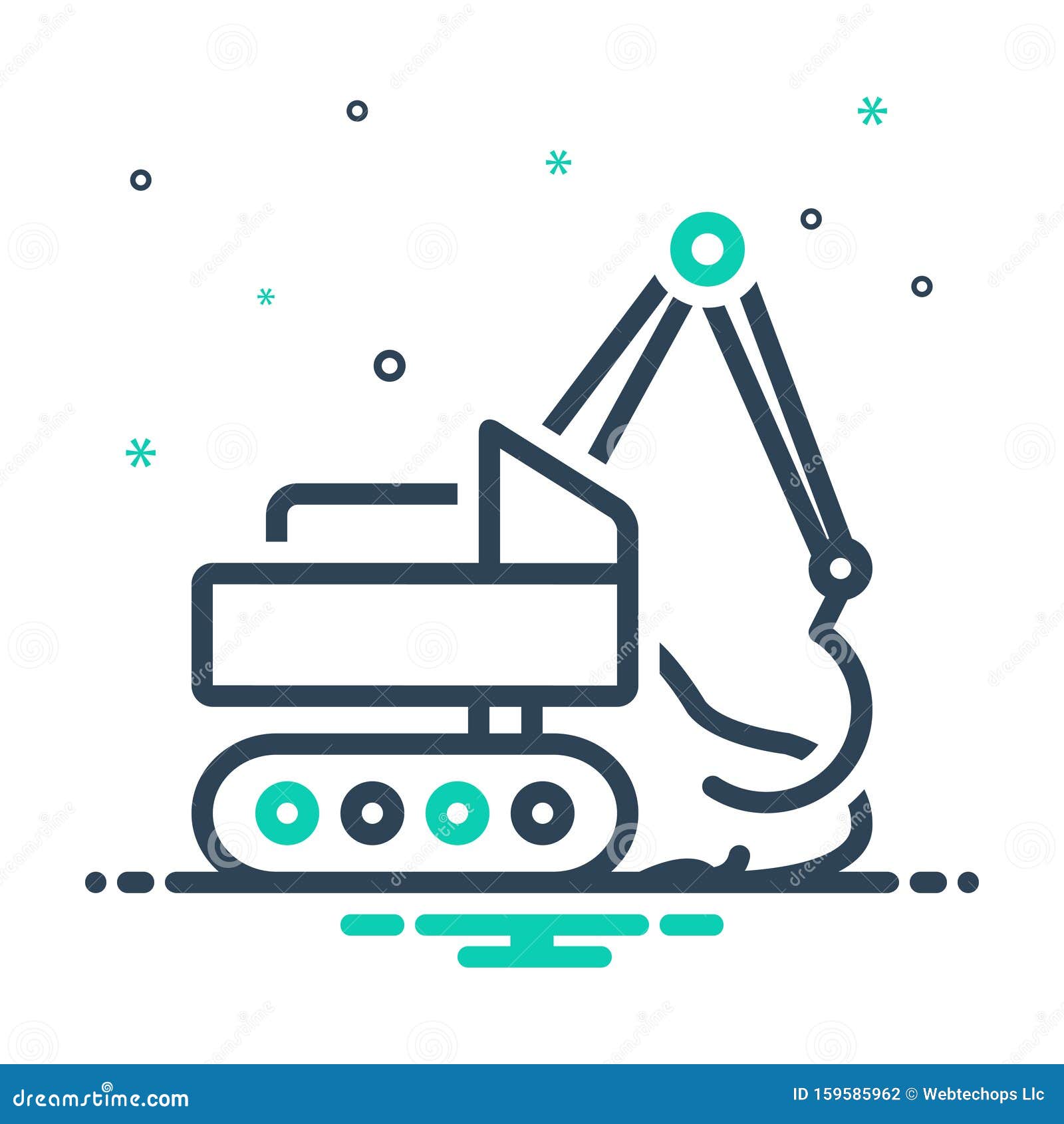 Mix Icon for Earthmoving, Excavator and Digger Stock Vector ...