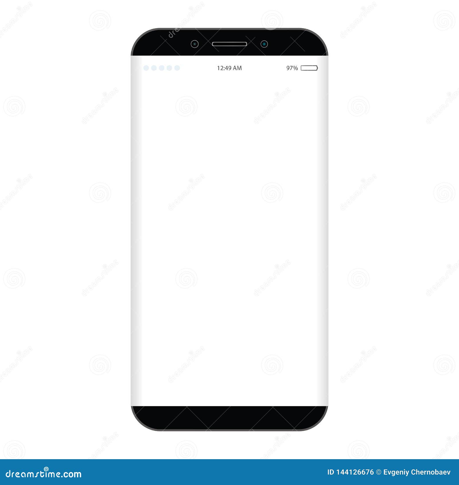 Black Mobile Phone with Big White Screen, Menu Phone, Clock and Power ...