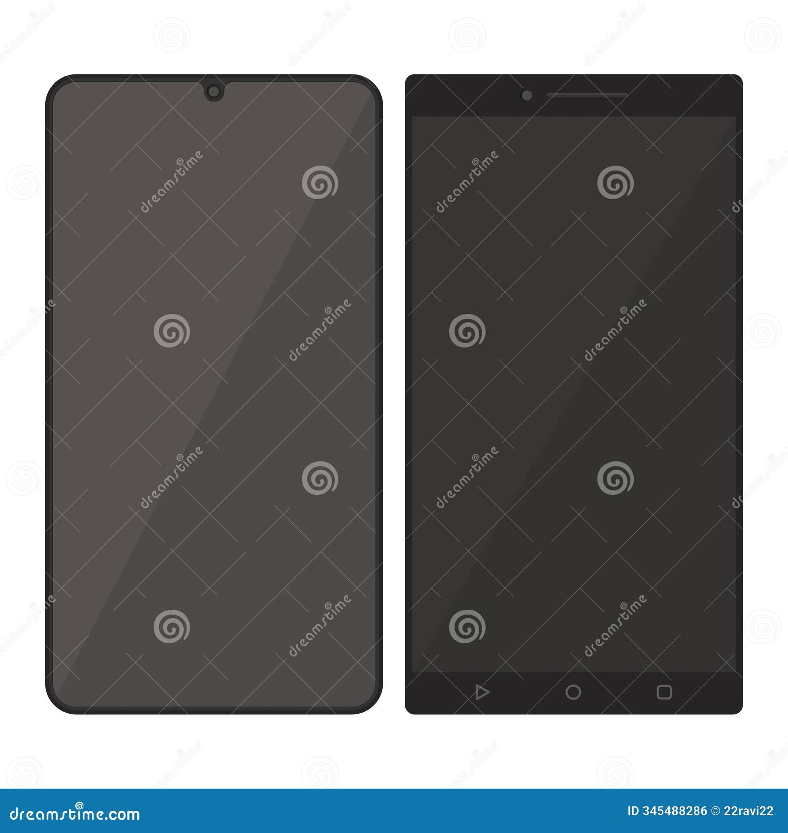 Black Mobile Phone Front View Vector Stock Illustration - Illustration ...