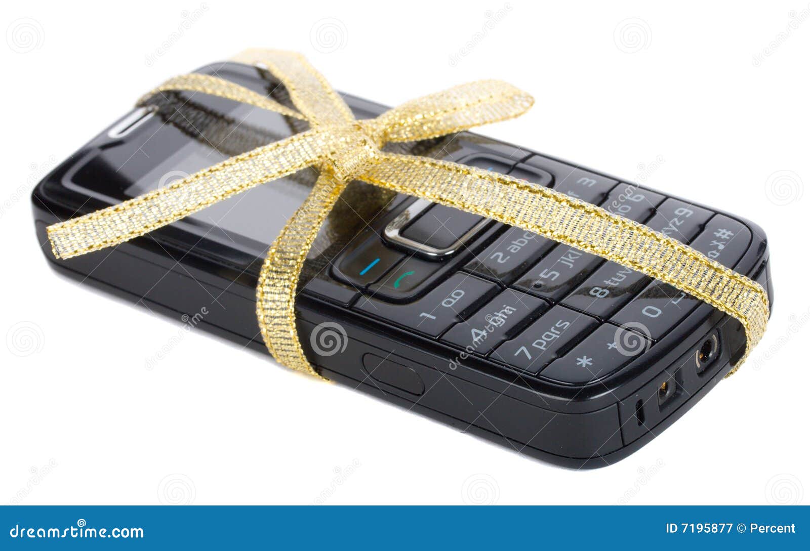 Black Mobile Phone with Gold Ribbon Stock Image - Image of gold ...