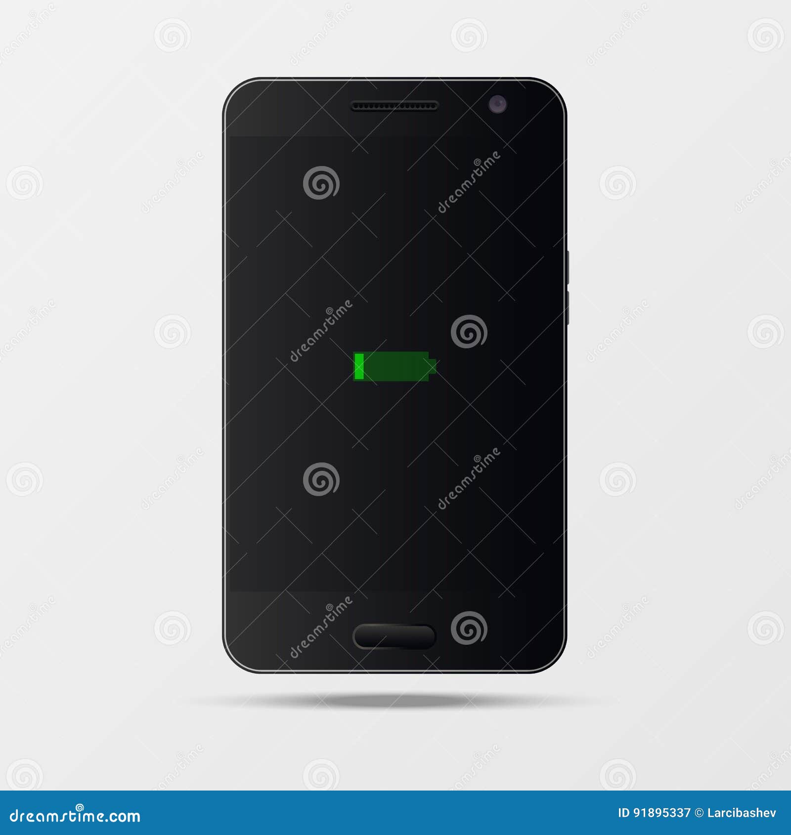 Black Mobile Phone with Low Battery Stock Vector - Illustration of ...