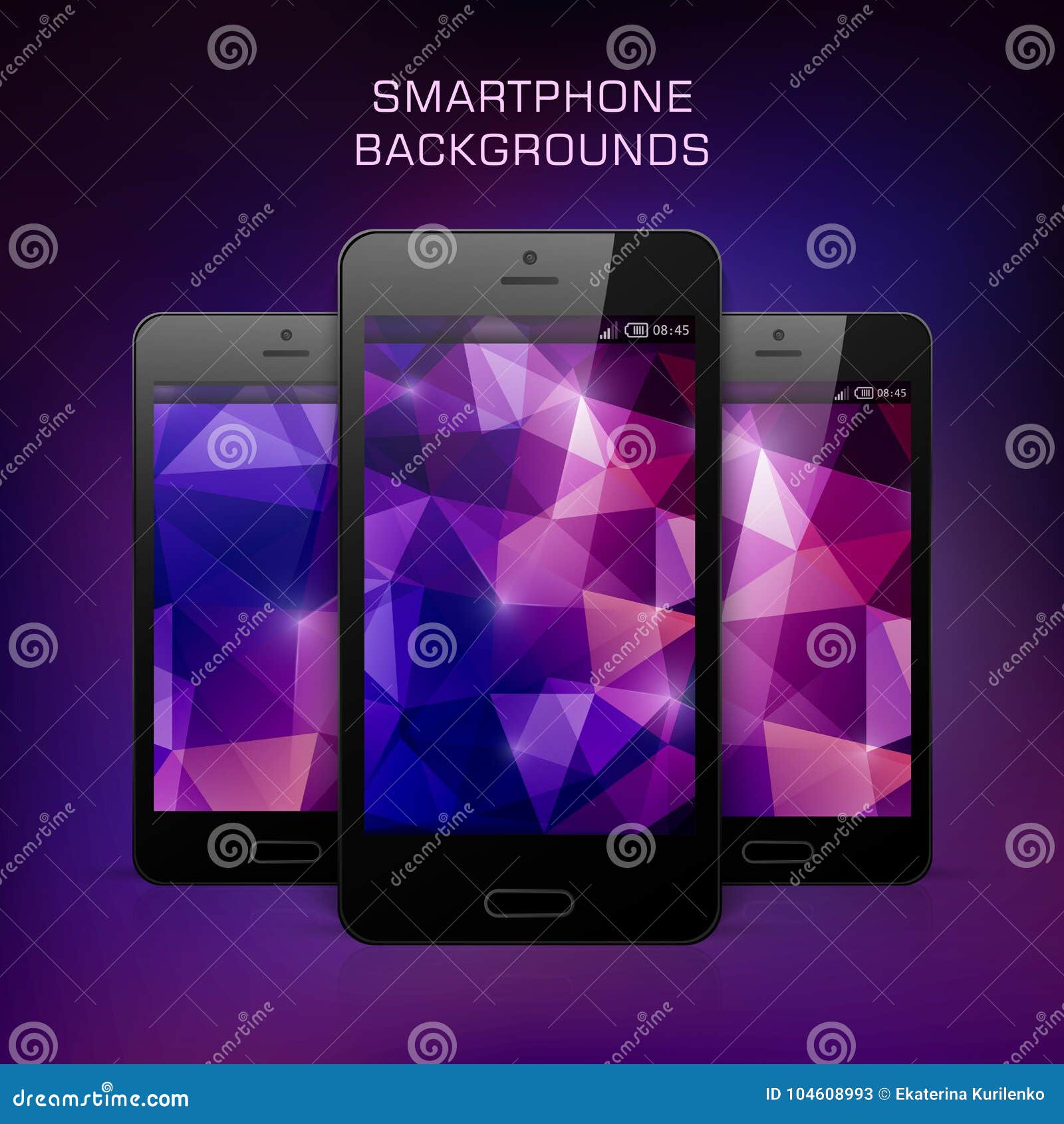 Black Mobile Phone with Triangular Background Stock Vector ...