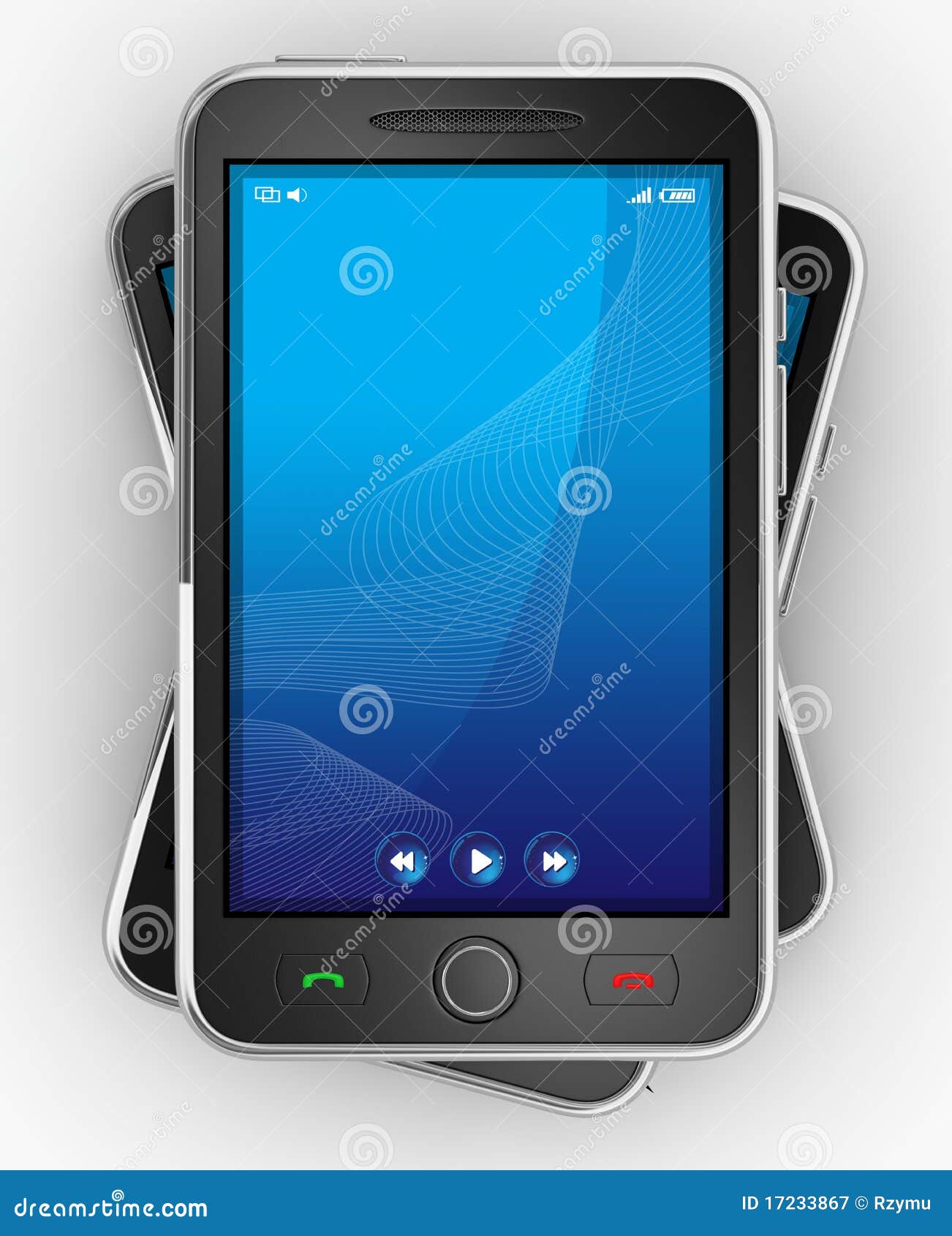 Black Mobile Smartphones - 3d Render Stock Illustration - Illustration ...