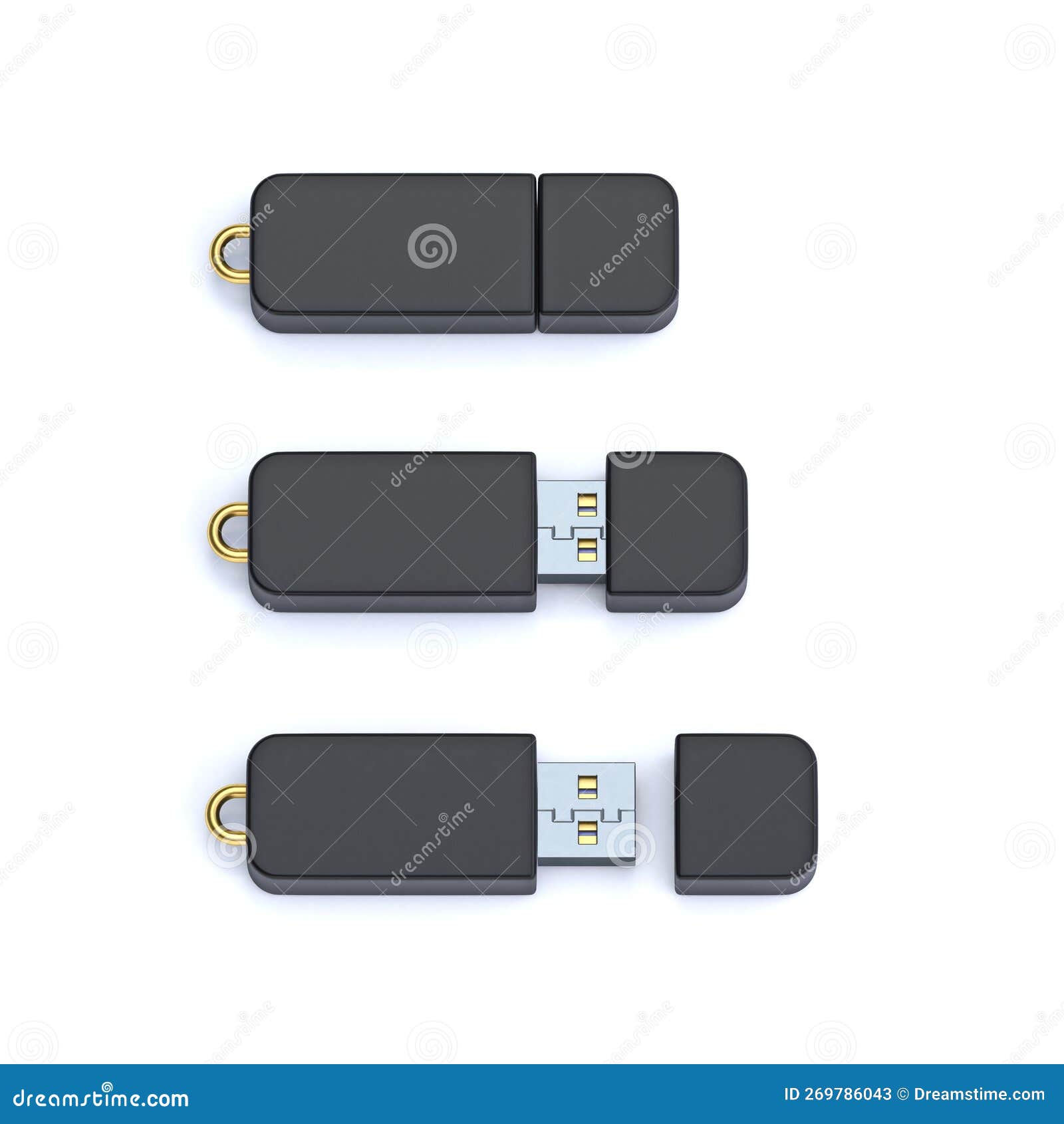 Black Mock Up USB Flash Drive 3D Stock Illustration - Illustration of ...
