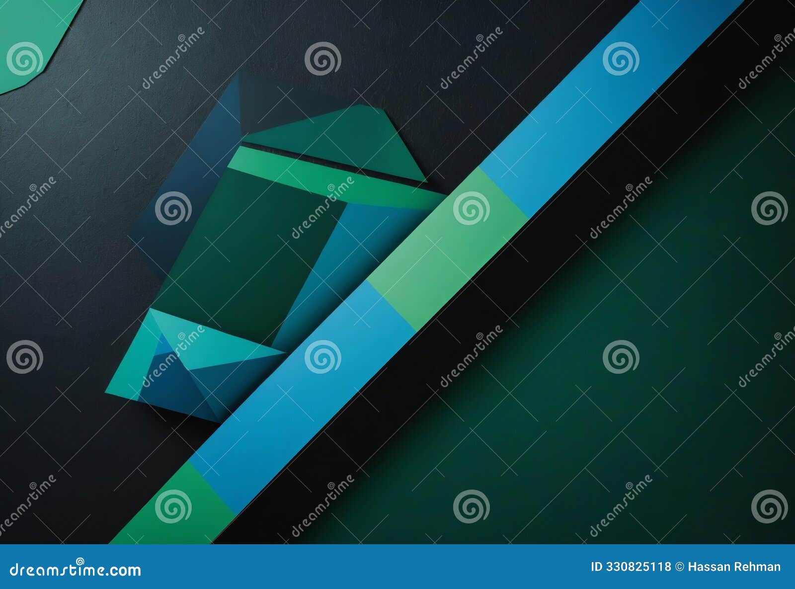Black Modern Abstract Background with Blue Green Polygon Stock ...