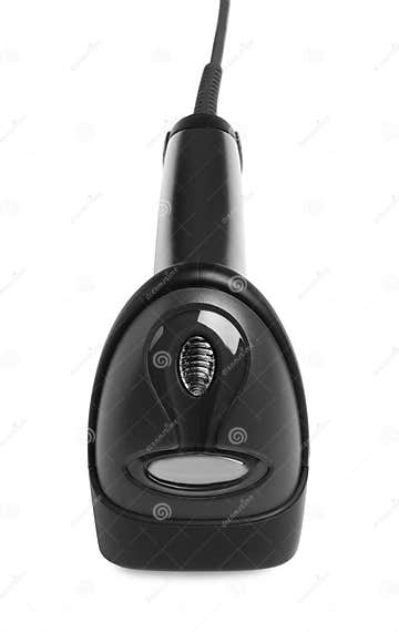 Black Modern Barcode Scanner Isolated on White Stock Image - Image of ...