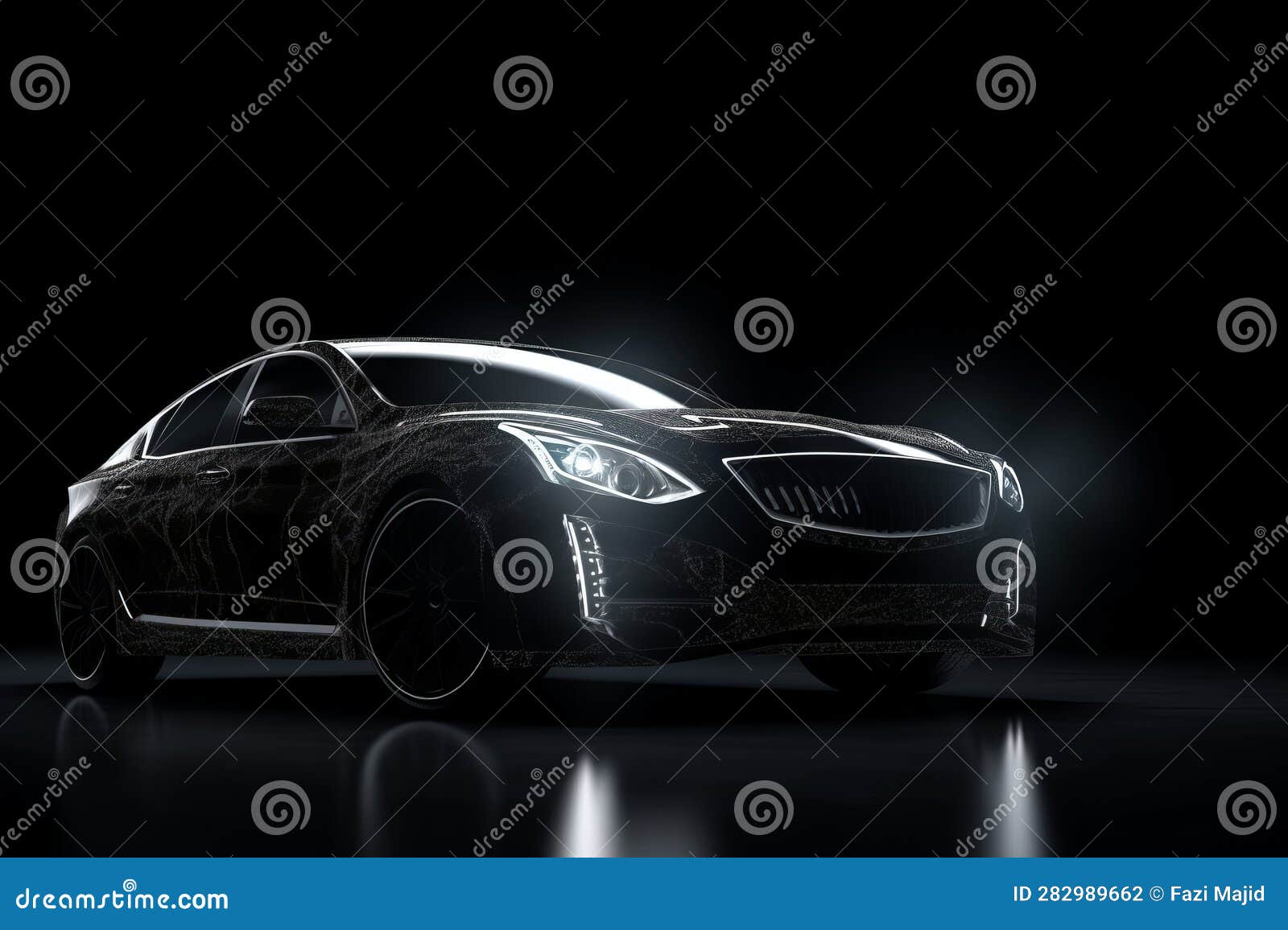 Black Modern Car on Black Background , Generative Ai Stock Illustration ...