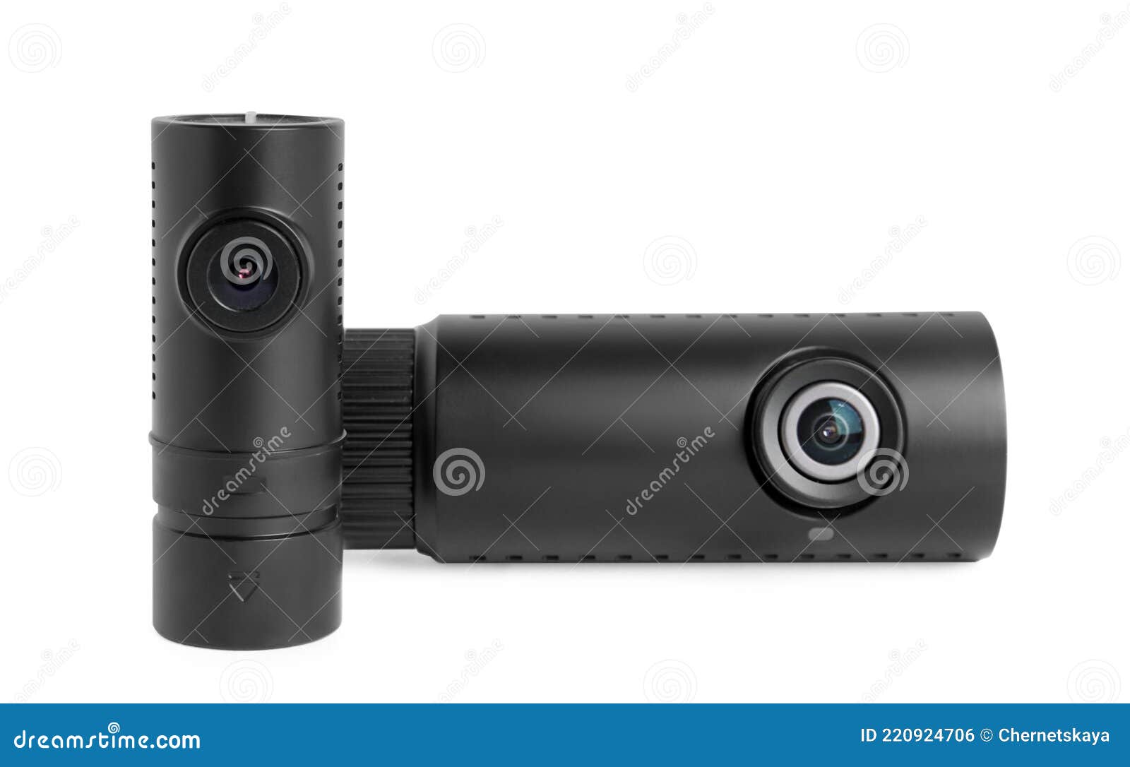 Black Modern Car Cameras Isolated on White Stock Photo - Image of ...