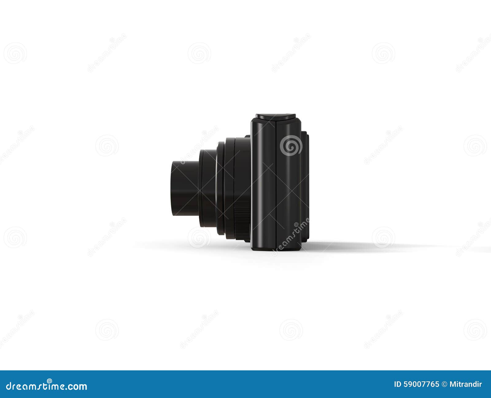 Black Modern Compact Digital Photo Camera - Side View Stock ...