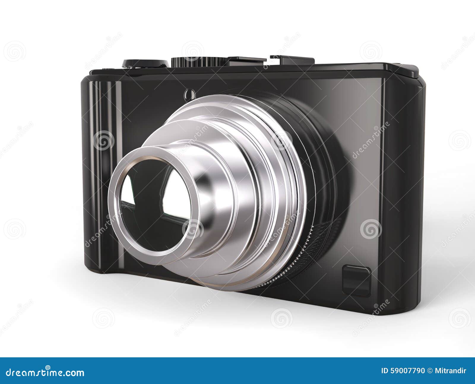 Black Modern Compact Digital Photo Camera with Silver Lens Stock Photo ...