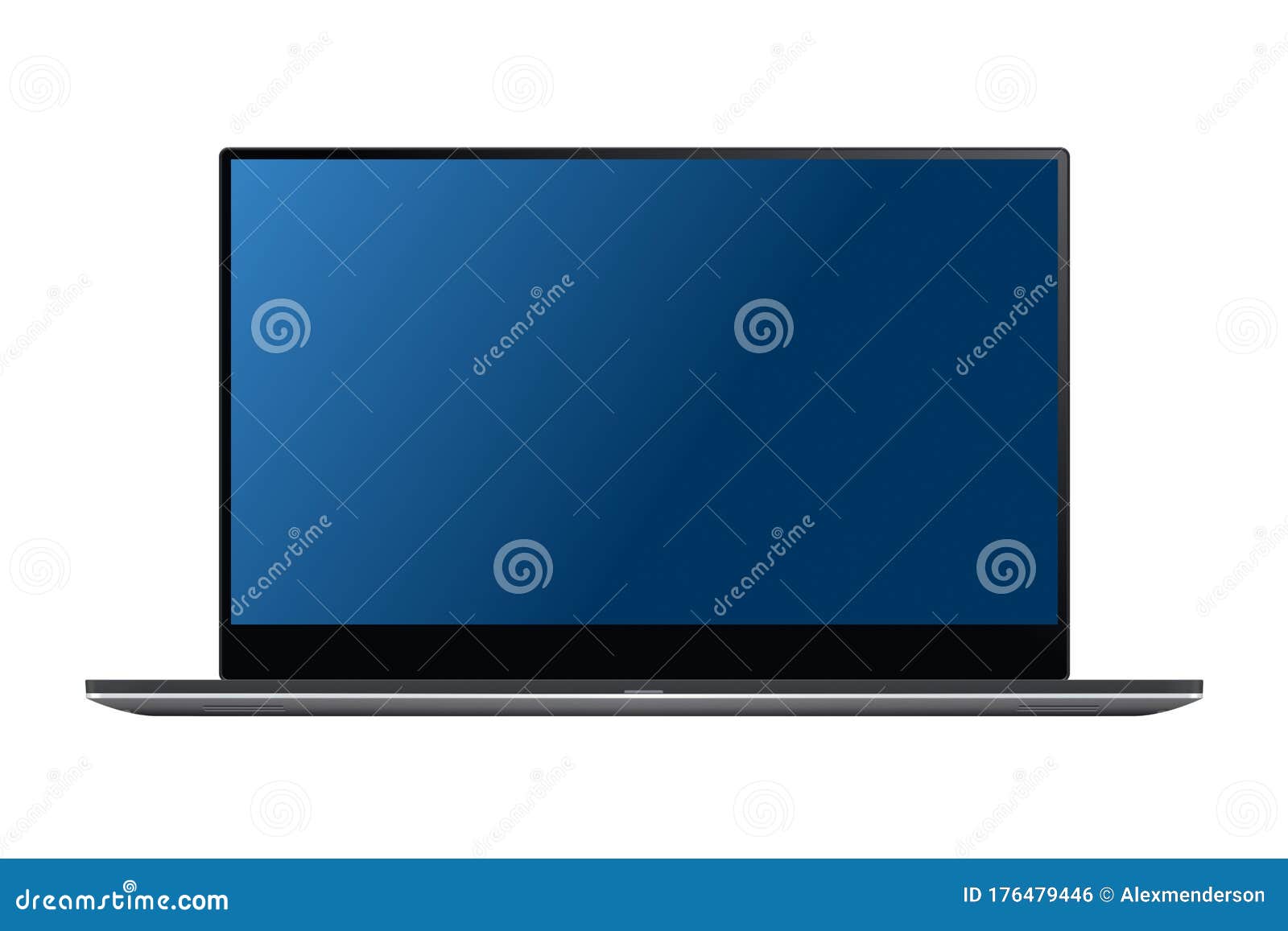 Black Modern Laptop with Blue Screen Isolated on White Background Stock ...