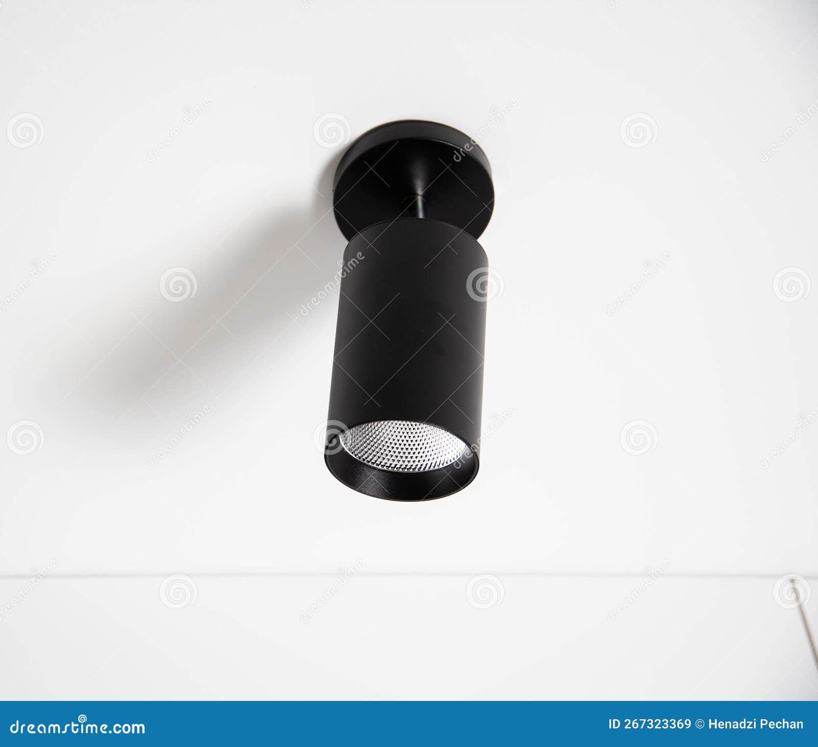 Black Modern LED Stretch Ceiling Light, Close-up Stock Image - Image of ...