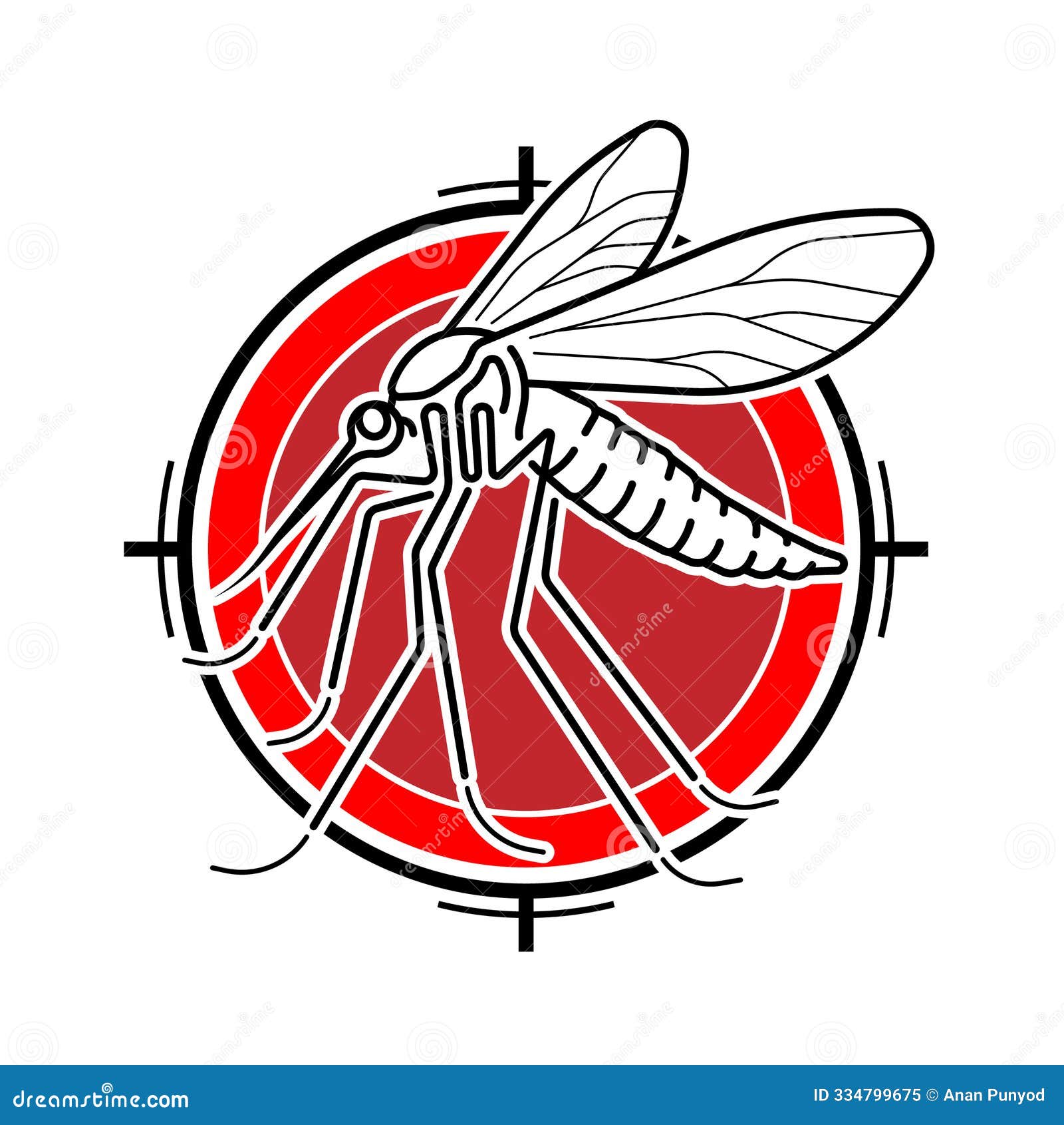 Black Modern Line Mosquito in Red Circle Focus Shooting Target Sign ...