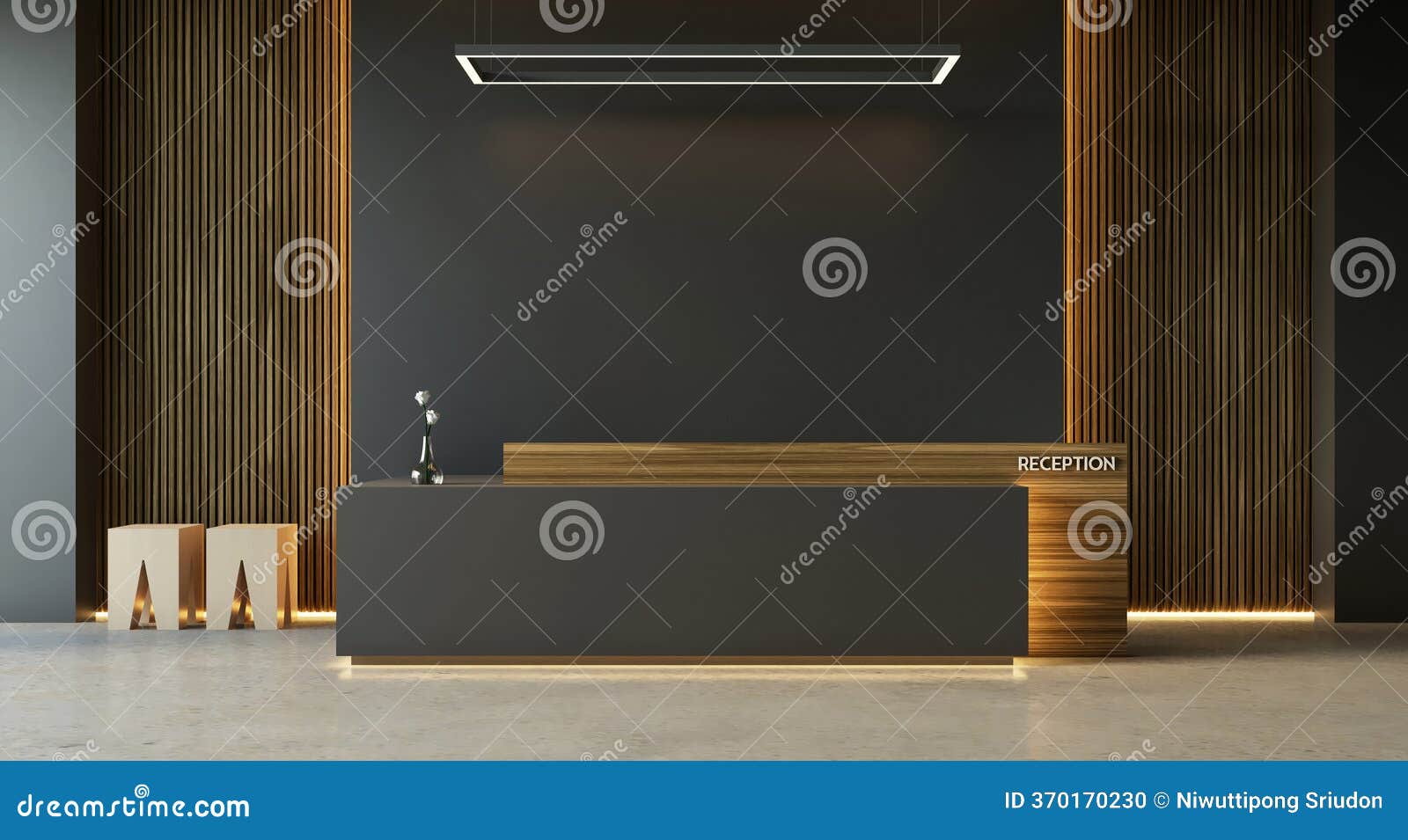 Modern Reception Desk Interior. 3D Rendering Royalty-Free Stock Image ...