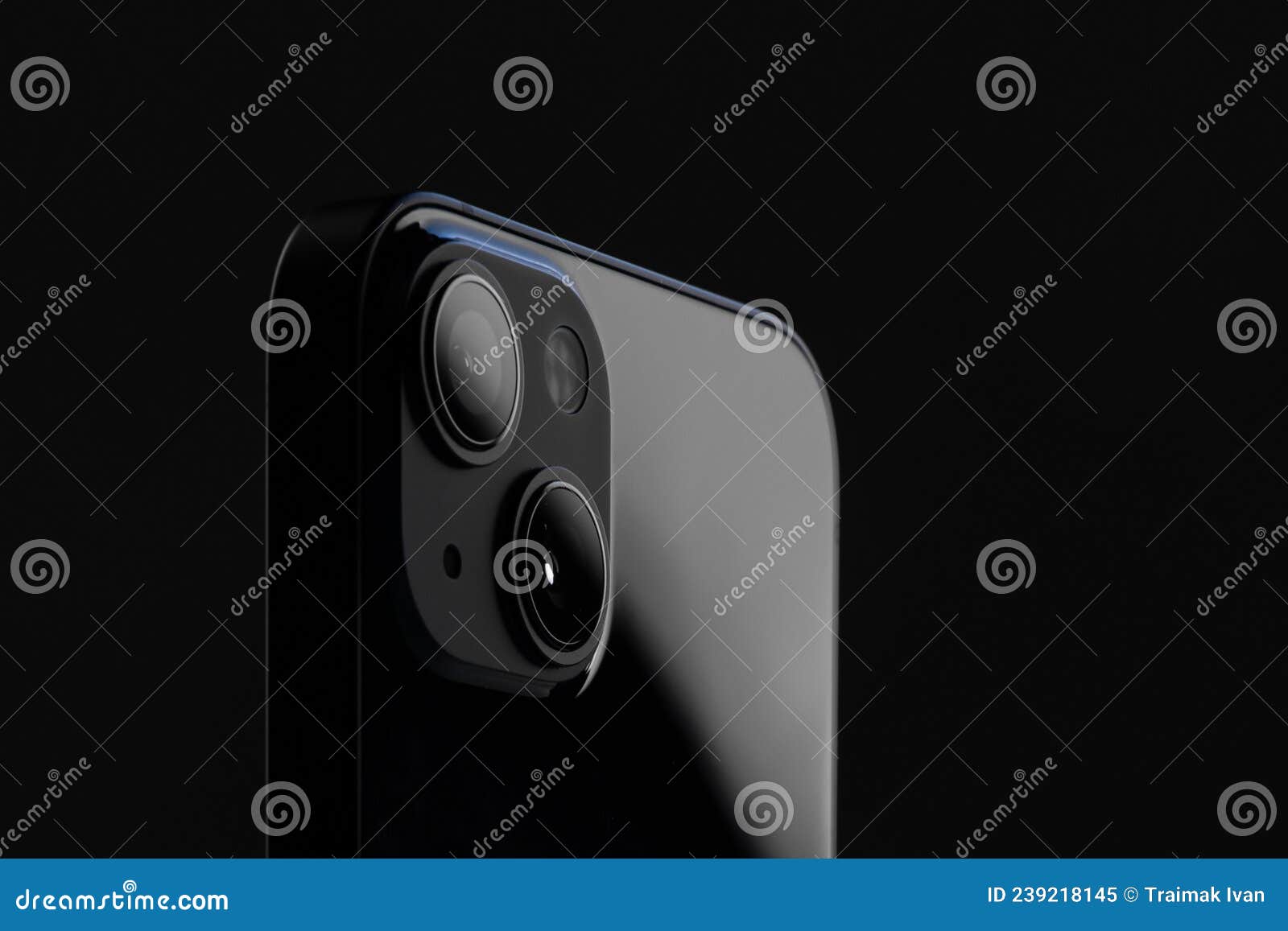 Black Modern Rectangular Smartphone with Two Photo Modules on a Black ...