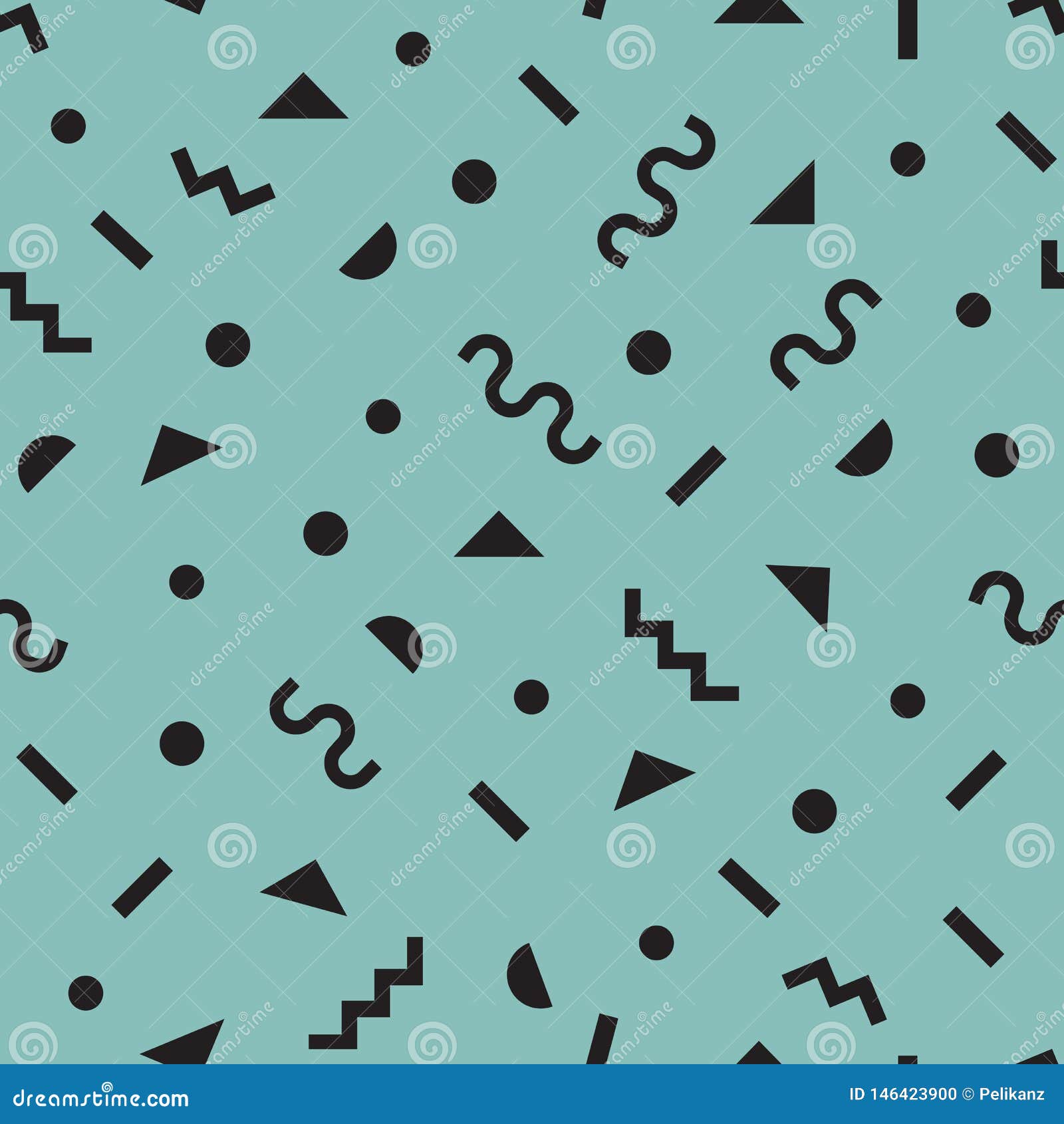 Black Modern Retro and Funky Simple Symbols Pattern on Blue Stock ...