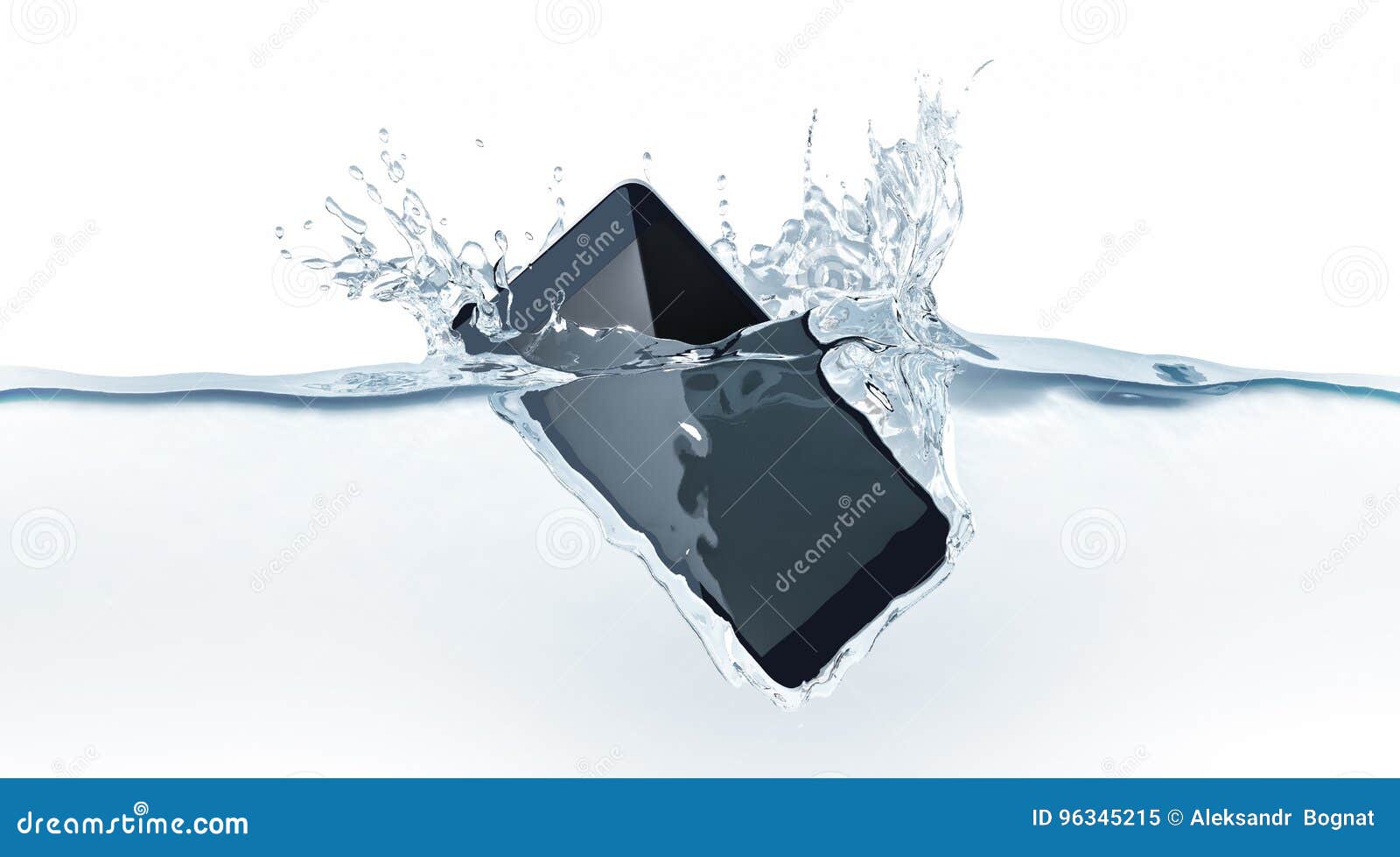 Black Modern Smartphone Fall in Water, 3d Rendering. Stock Image ...
