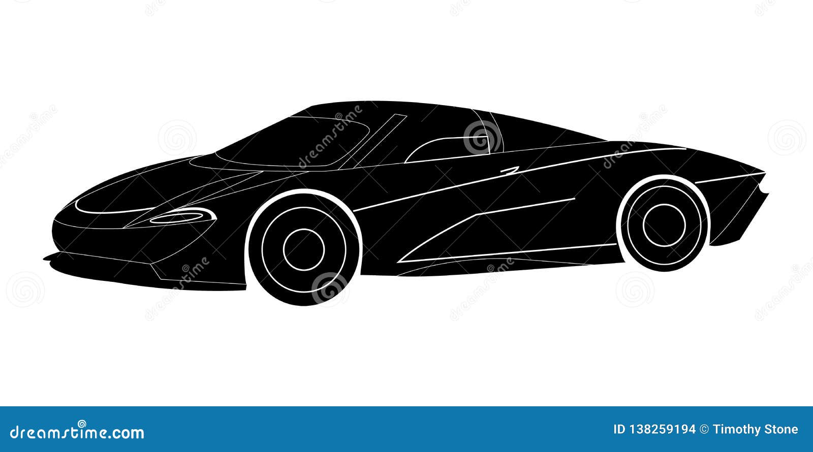 Conceptual Supercar Vehicle Silhouette Set Vector Illustration ...