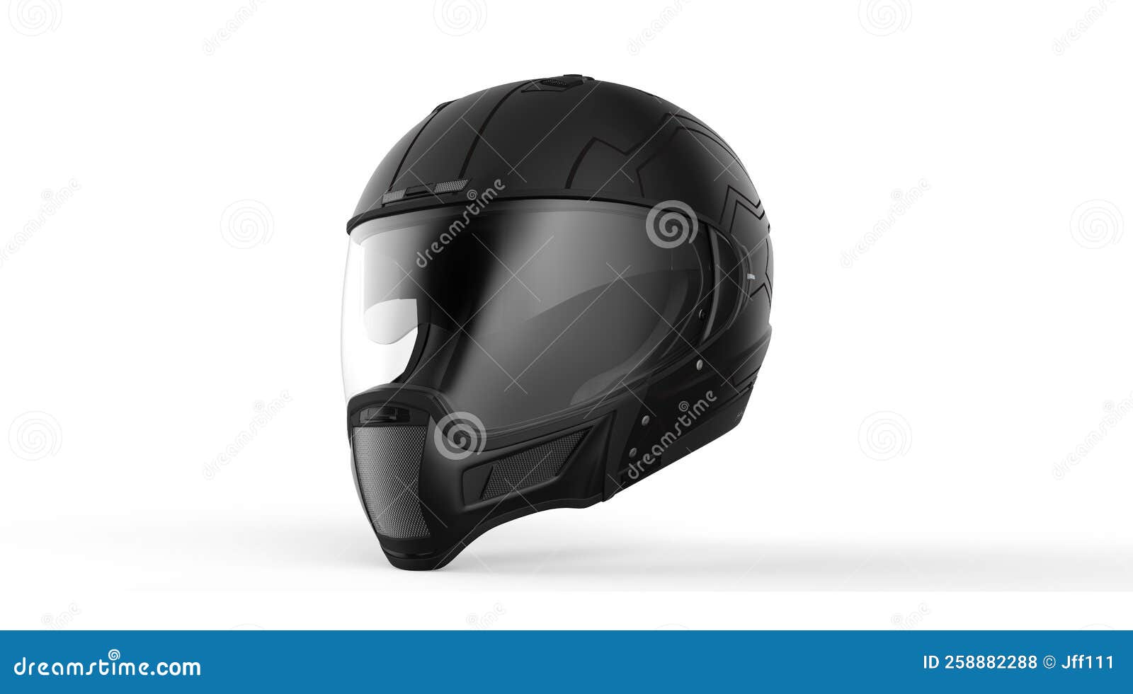 Black Modular Helmet Left View. Isolated on White. 3D Render. 3D ...