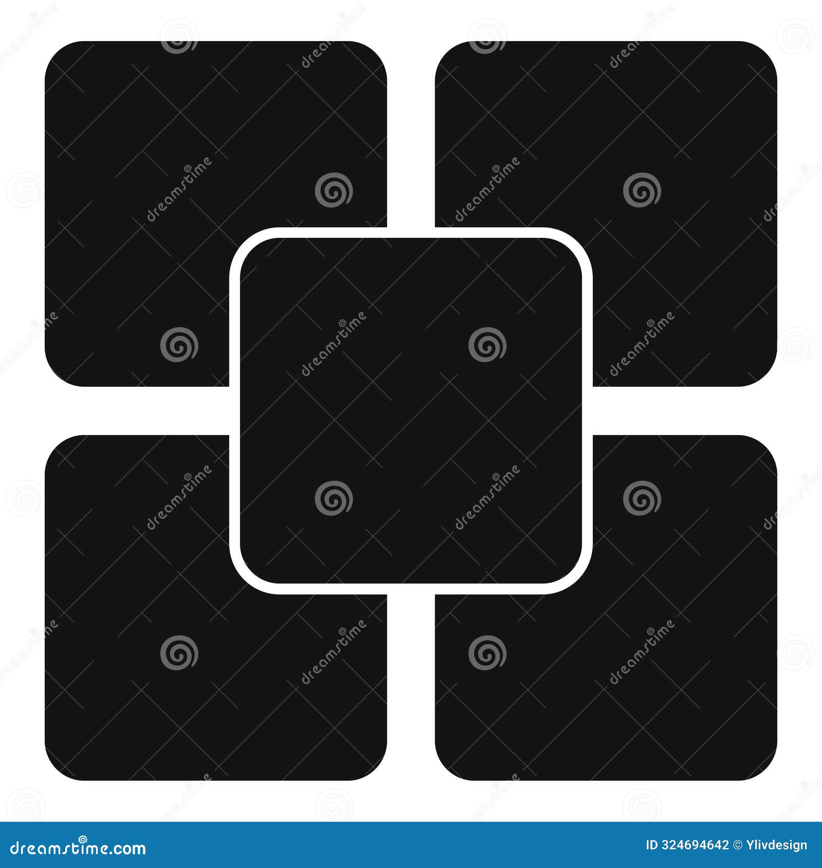 Black Module Blocks Forming Big Square Icon Stock Illustration ...