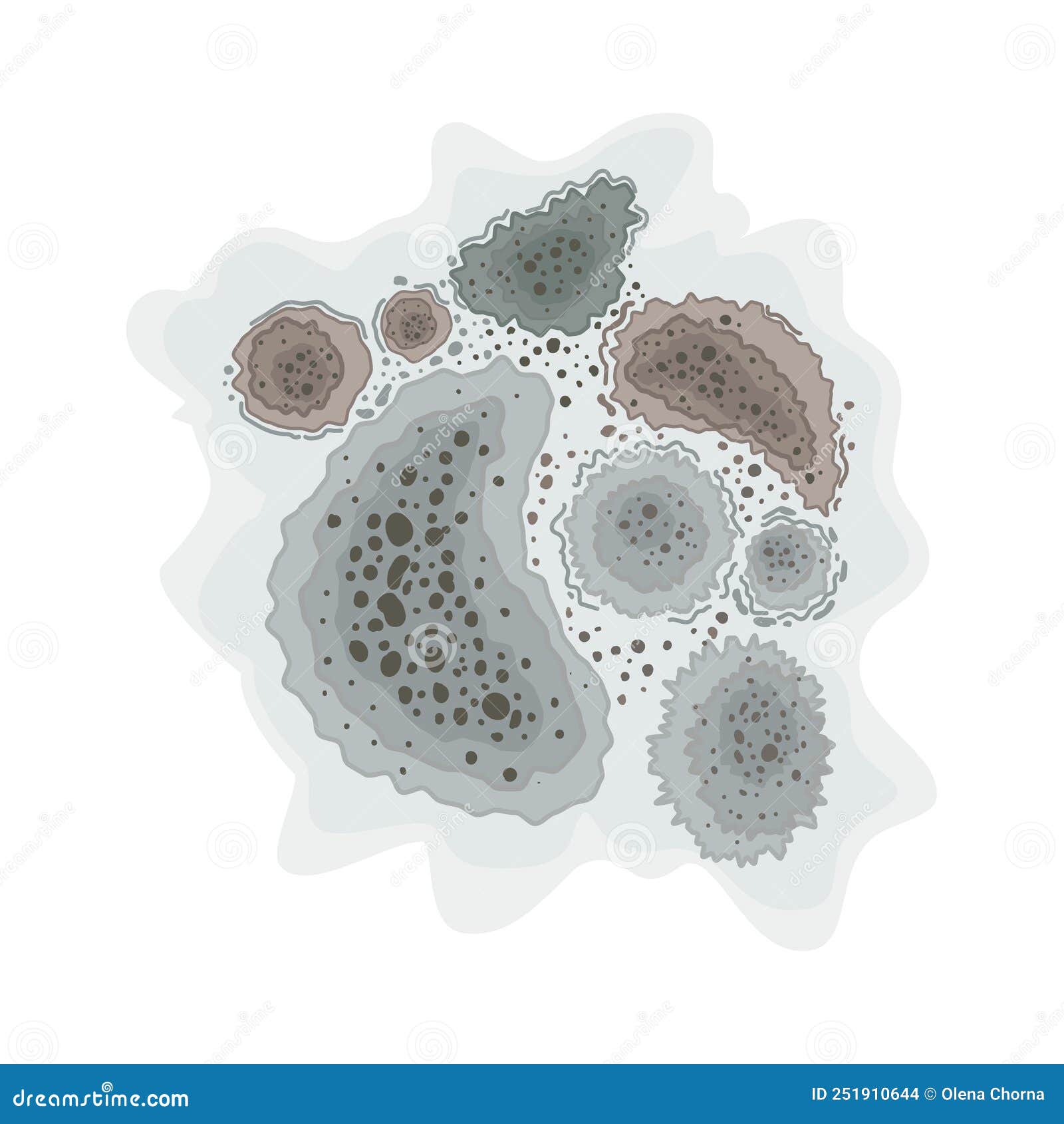 Black Mold Spots on Dust White Background. Fungus Mildew. Vector ...