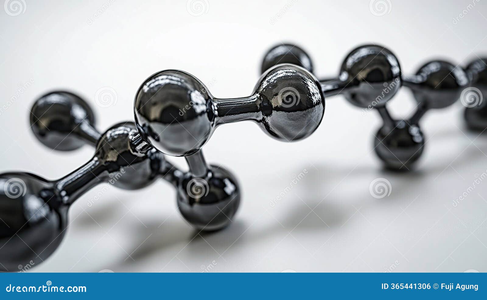 Molecular Chain, 3D Render. Abstract Nanotech Background With Molecule ...