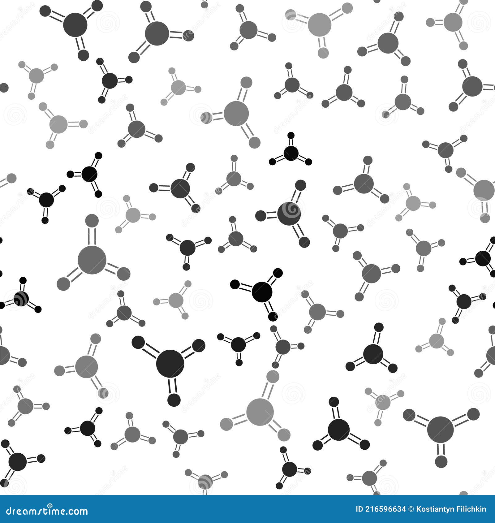 Black Molecule Icon Isolated Seamless Pattern on White Background ...