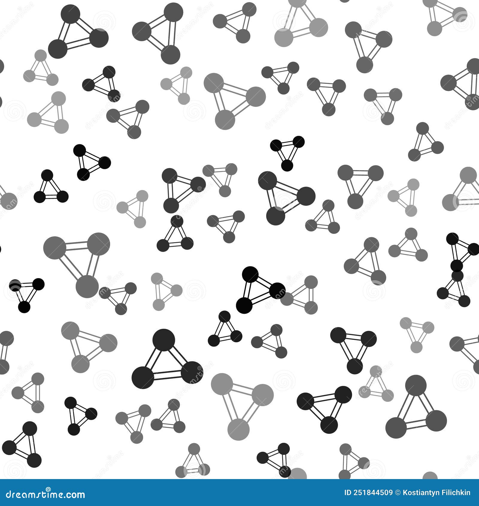 Black Molecule Icon Isolated Seamless Pattern on White Background ...